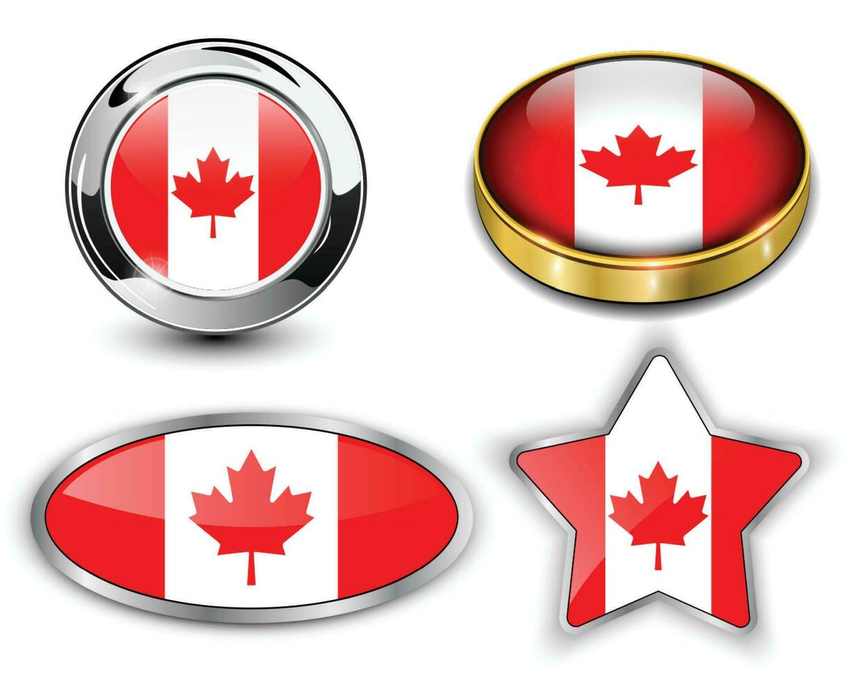 Canada Canadian Flag Buttons Great Collection High Quality Vector Illustration 24084708