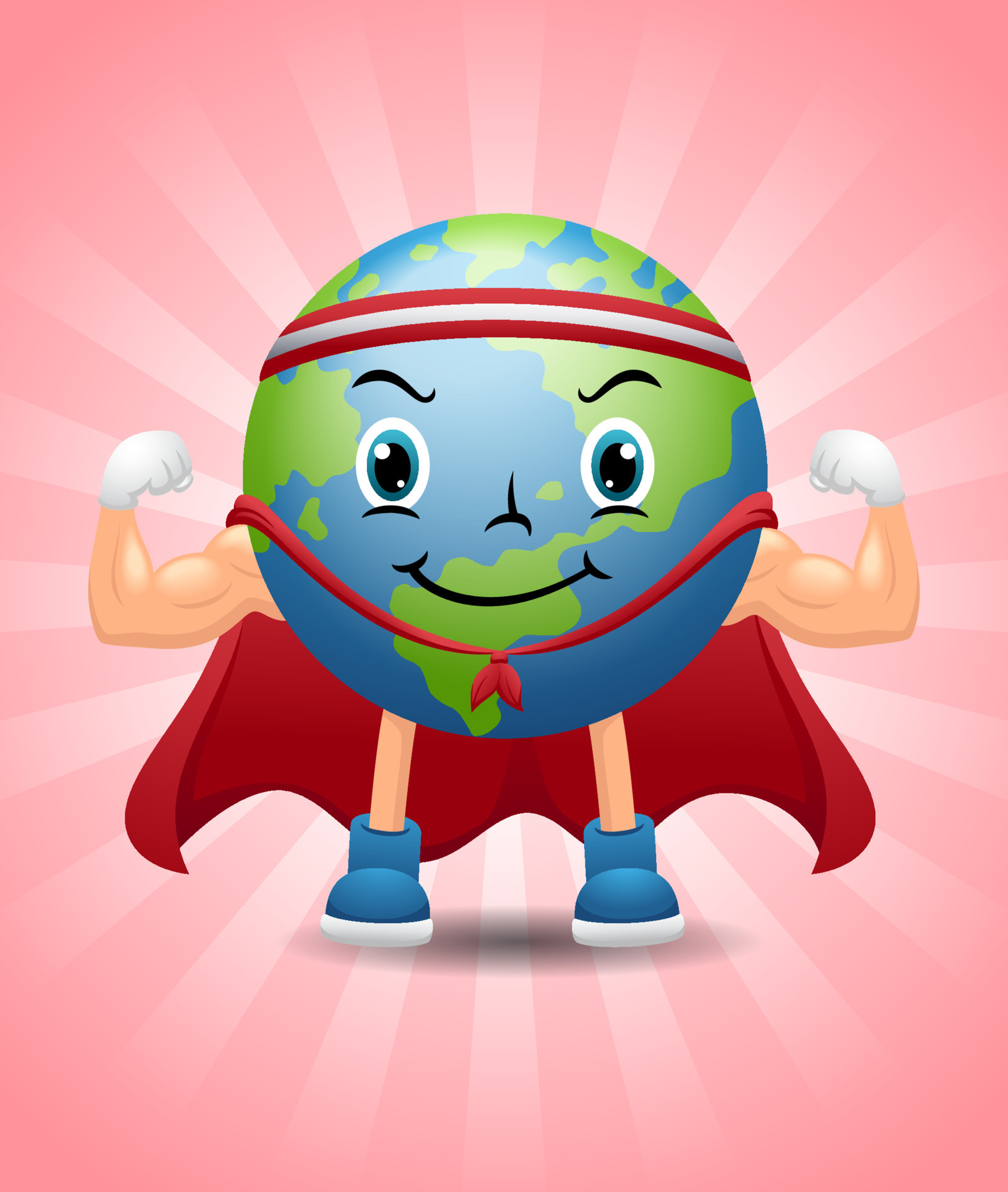 Earth globe superhero cartoon character showing muscle arms 24085045 ...