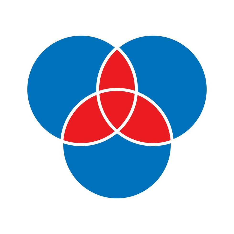 intersección de Tres conjuntos círculos vector ilustración en Violeta ...