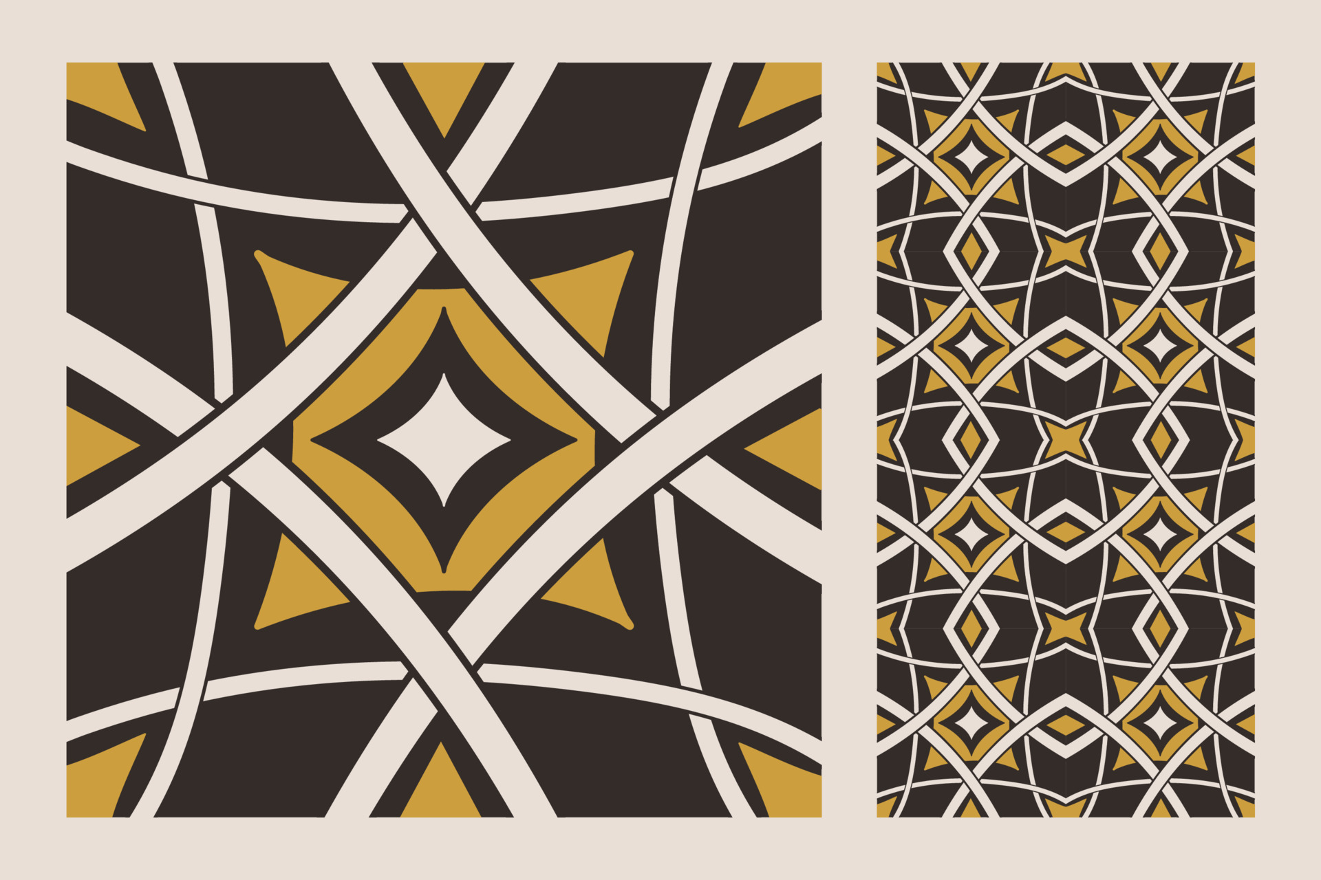 Abstract Geometric Pattern Ornaments Set Of Vintage Colorful Abstract Geometric Overlapping