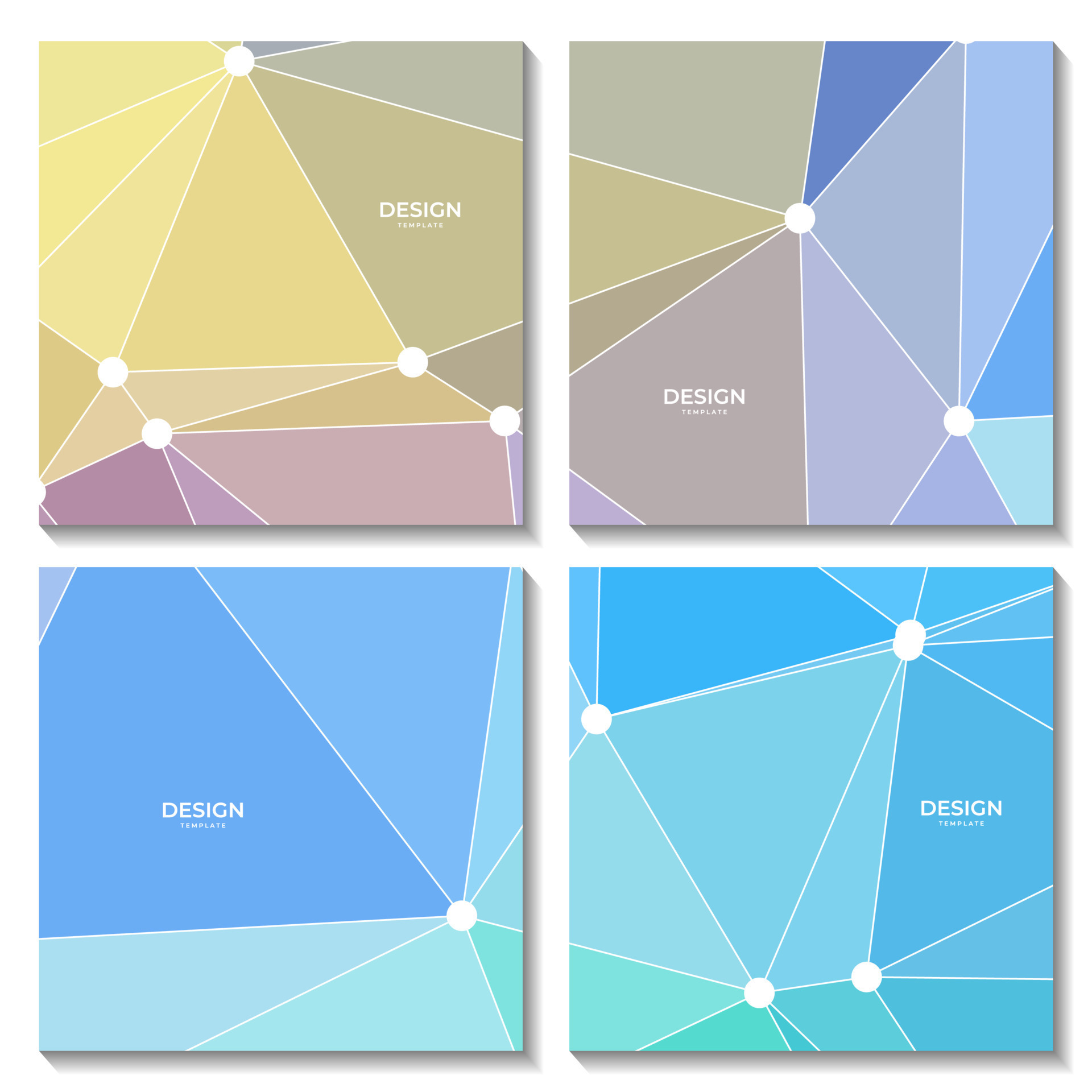 Set Of Abstract Colorful Background With Triangles And Connected Dots