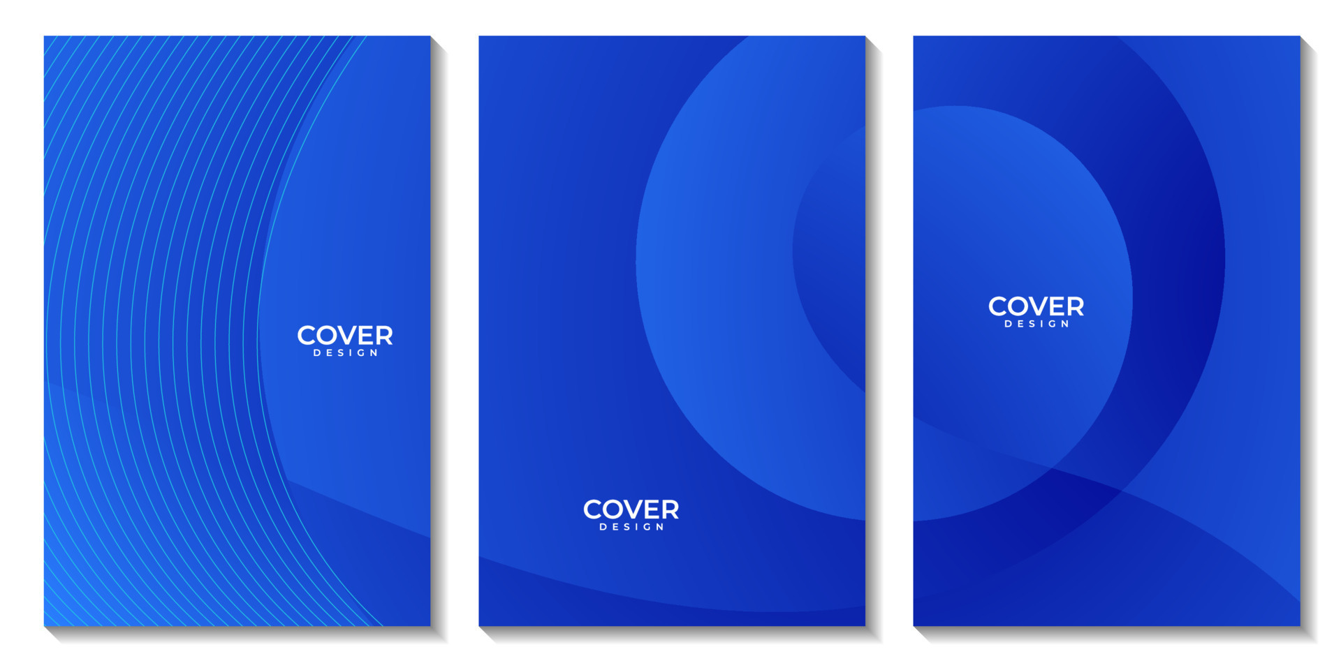 Brochures Set Template With Flyers Set Template With Abstract Blue Wave Gradient Background For