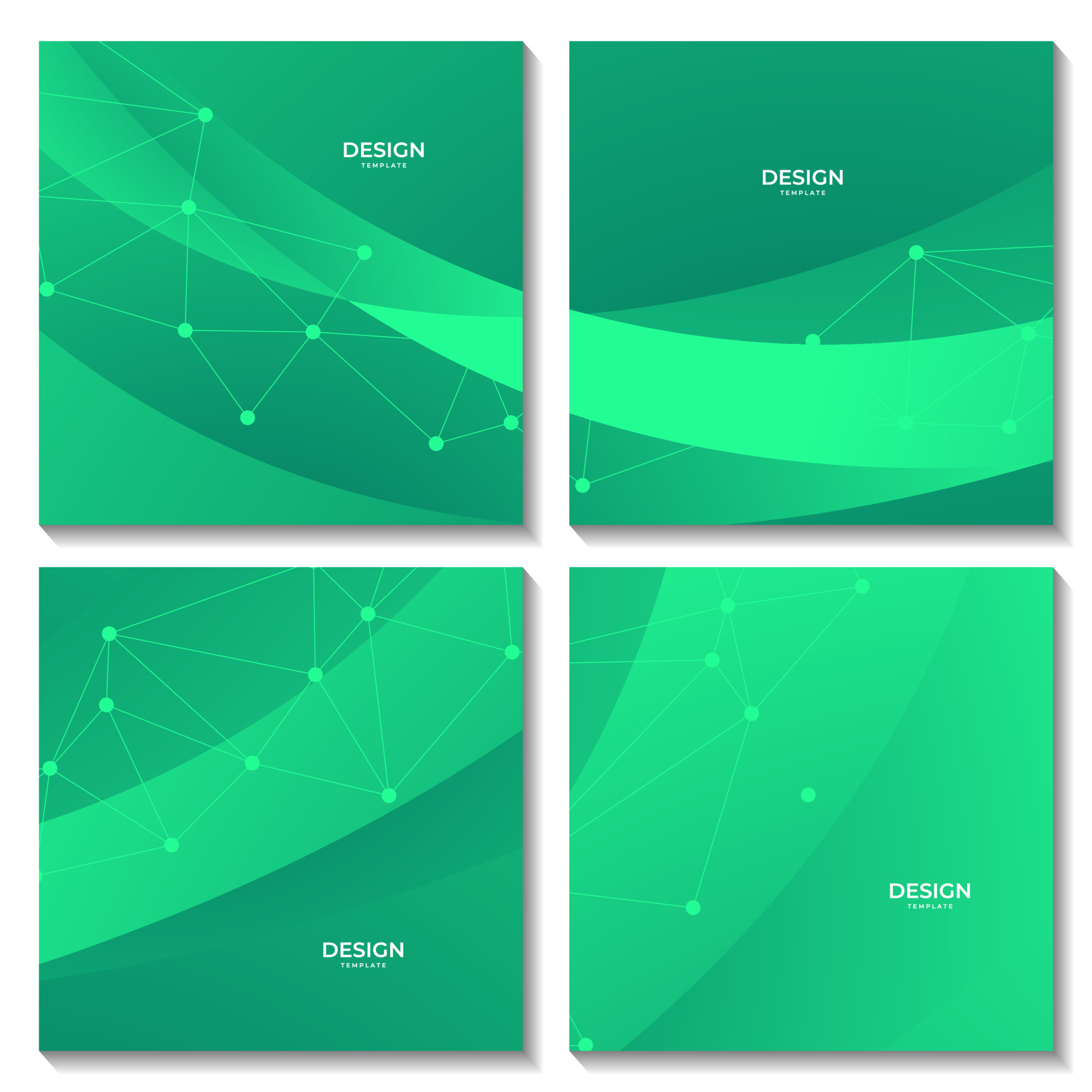 Set Of Abstract Green Colorful Geometric Background With Triangle Shape