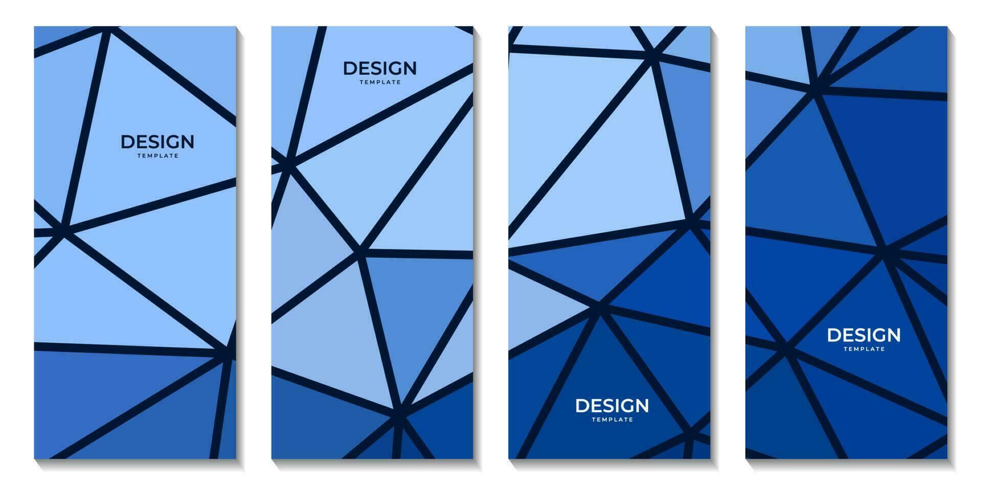 Brochures Template Set With Abstract Geometric Blue Colorful Background With Triangles Shape