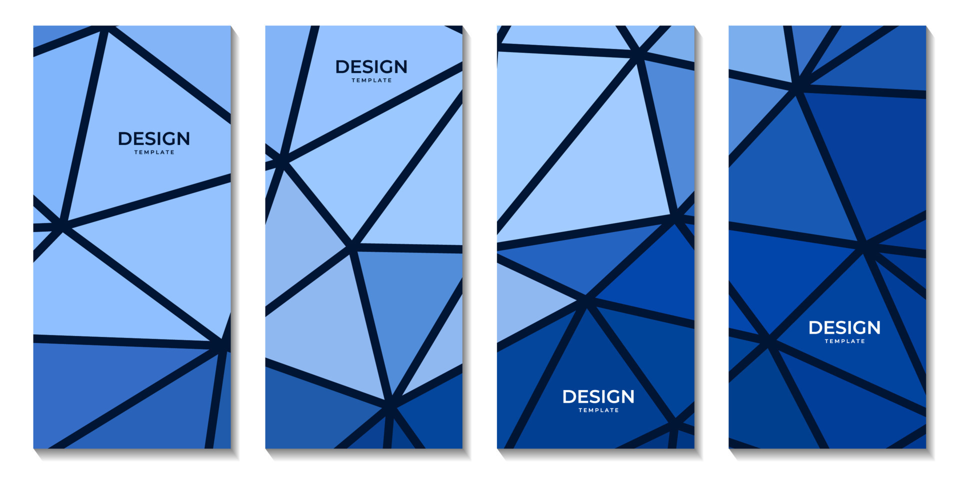 Brochures Template Set With Abstract Geometric Blue Colorful Background With Triangles Shape