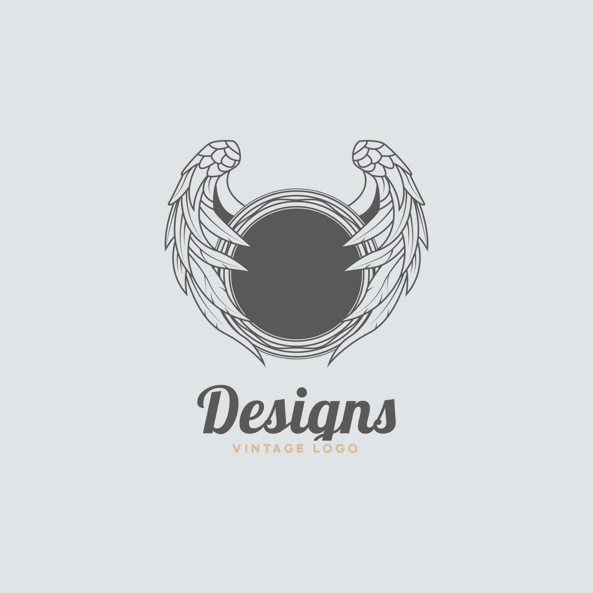 Winged circle emblem. winged circle logo design template. 24090070 ...