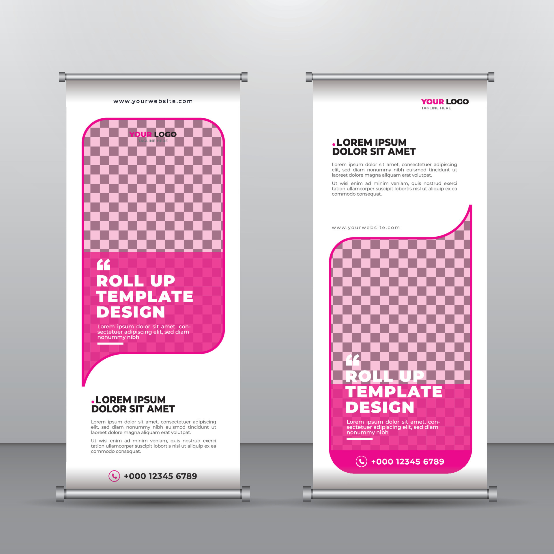 Advertising Roll Up Banner Design Vertical Template Vector Abstract Geometric Background