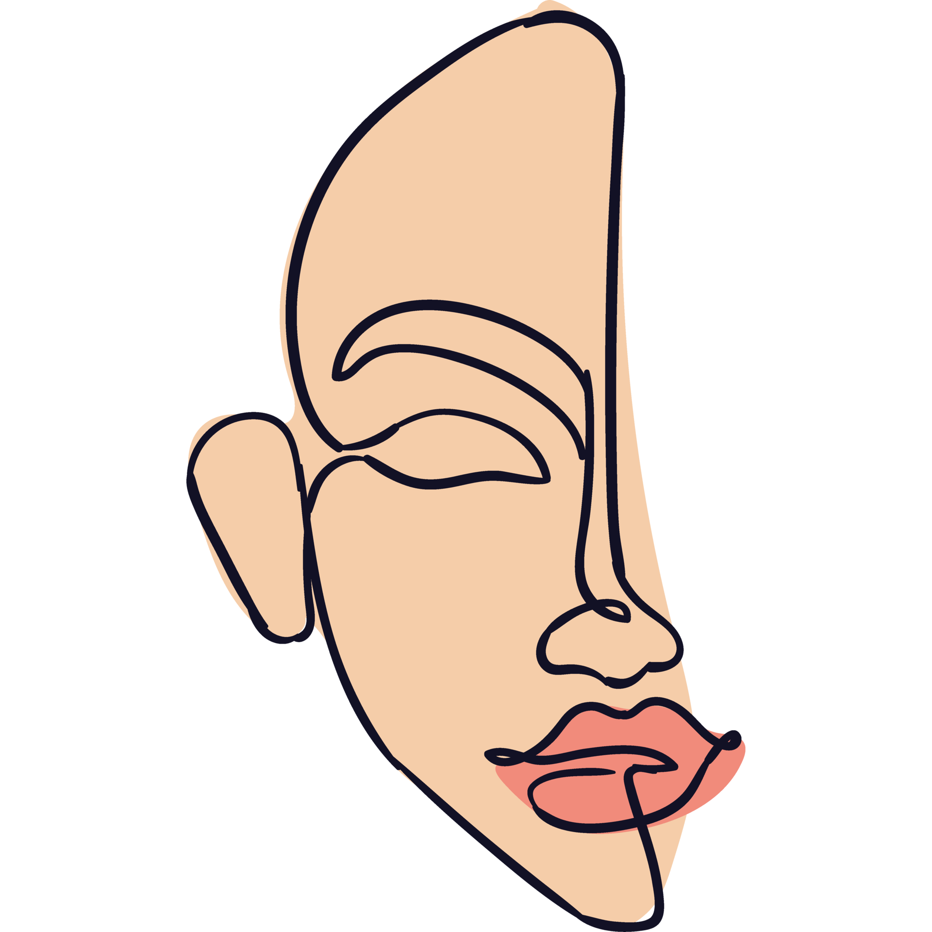 Half Woman Face Line Drawing 24095807 Png