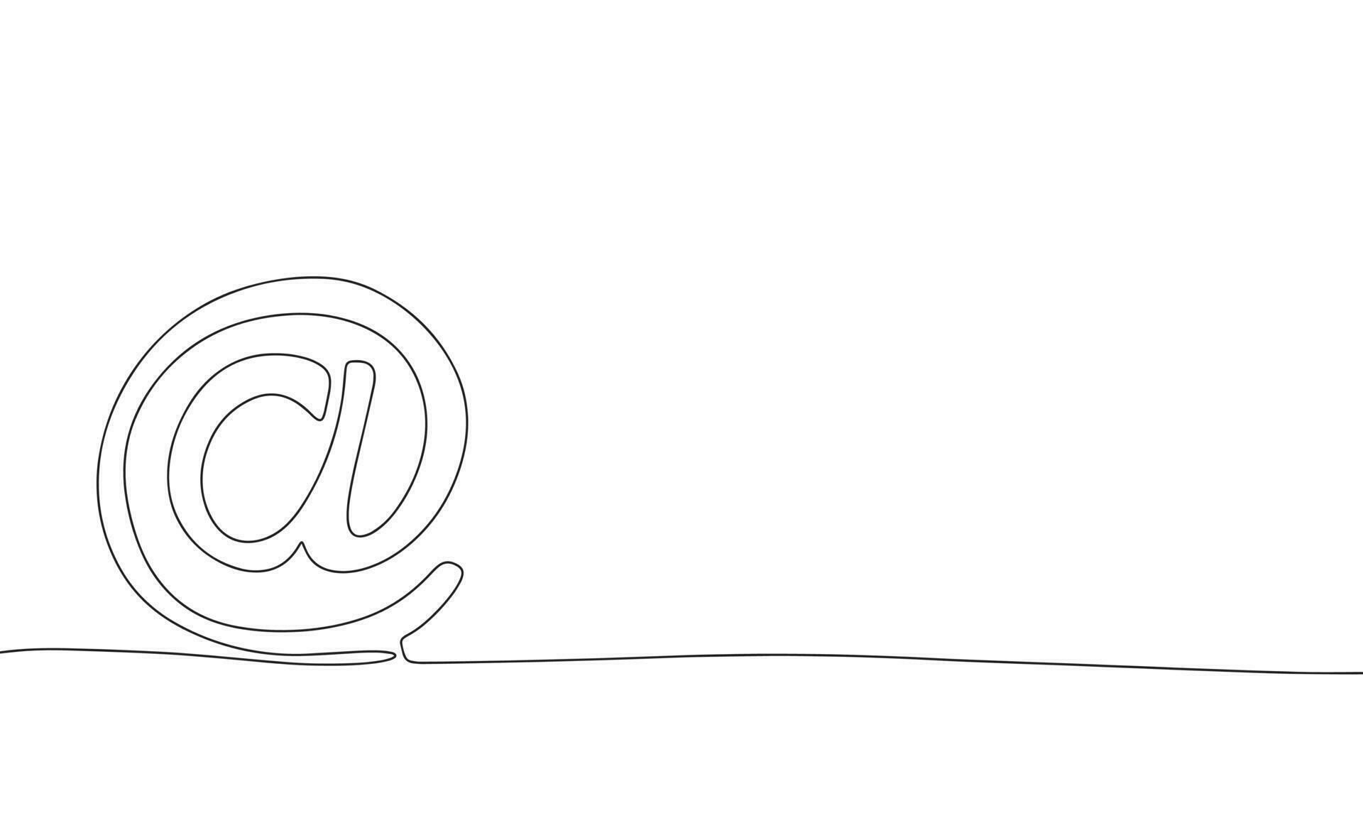 The at sign. Continuous line one drawing. Vector illustration. Simple ...