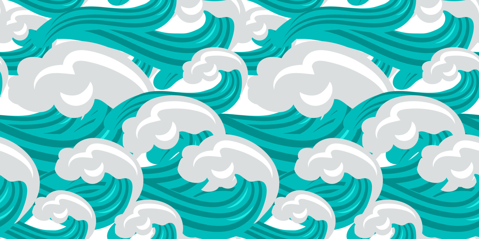 A pattern of large waves and foam. Traditional oriental seamless ... A pattern of large waves and foam. Traditional oriental seamless ...