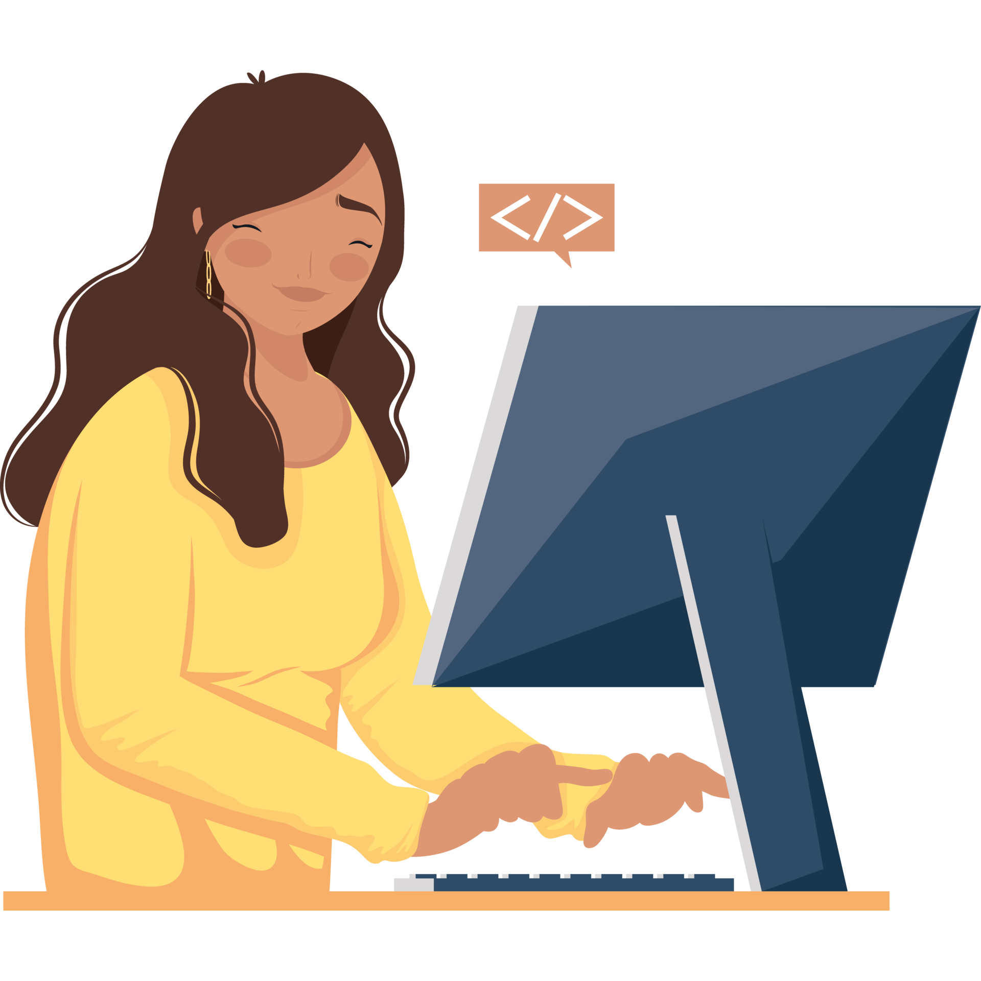 female developer with desktop 24098521 PNG