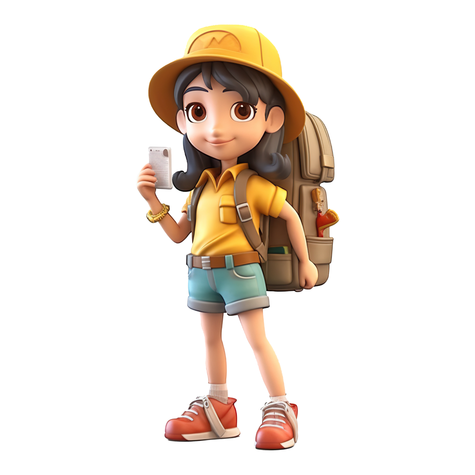 3d Cute Cartoon Backpacker In Summer Holiday Vacation On Transparent 3d-cute-cartoon-backpacker-in-summer-holiday-vacation-on-transparent