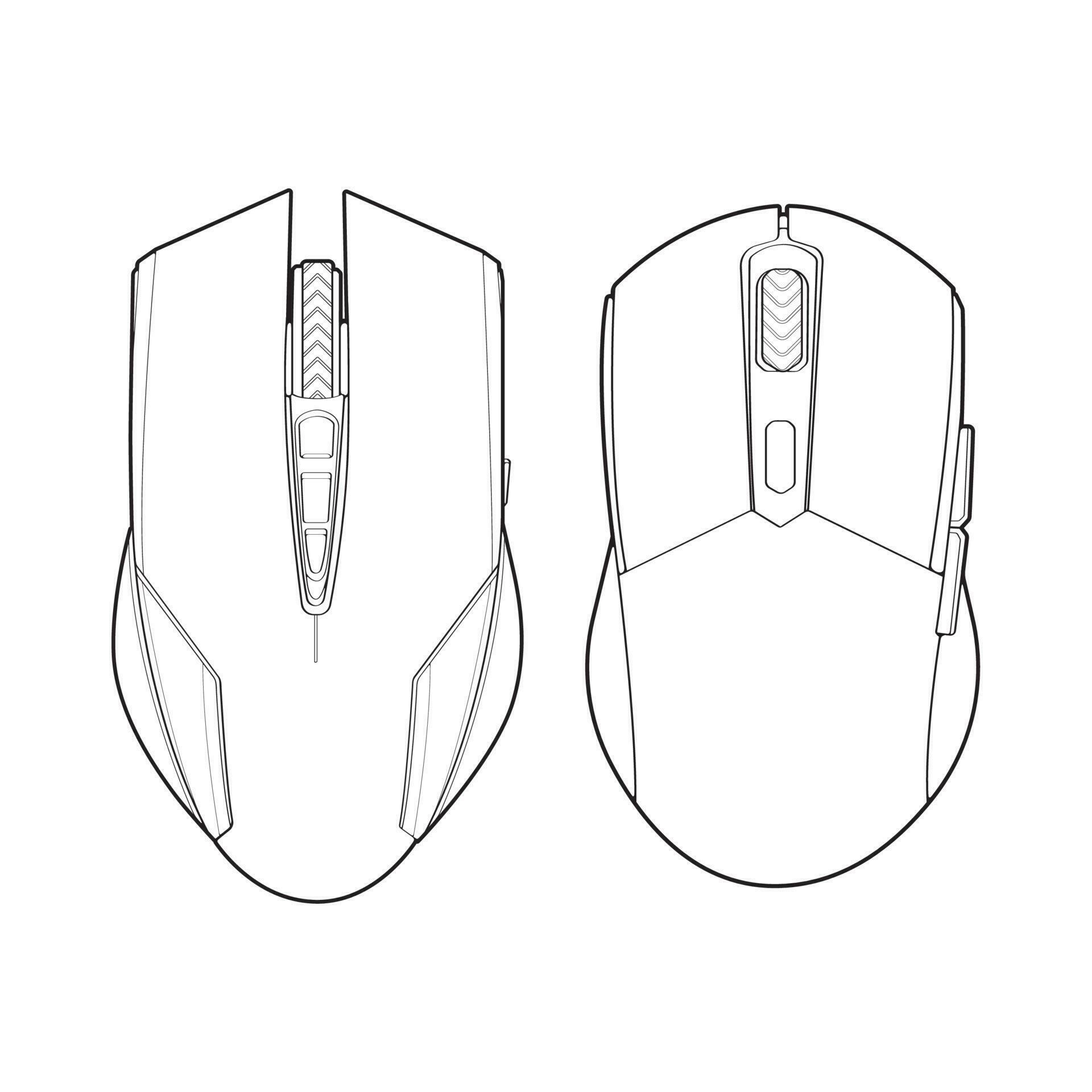 Set of computer mouse outline drawing vector, Computer Mouse in a ...