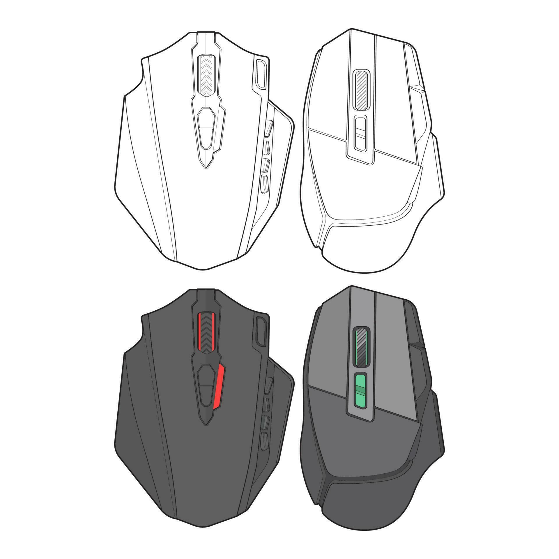 Set Of Coloring Computer Mouse Outline Drawing Vector Computer Mouse In A Sketch Style
