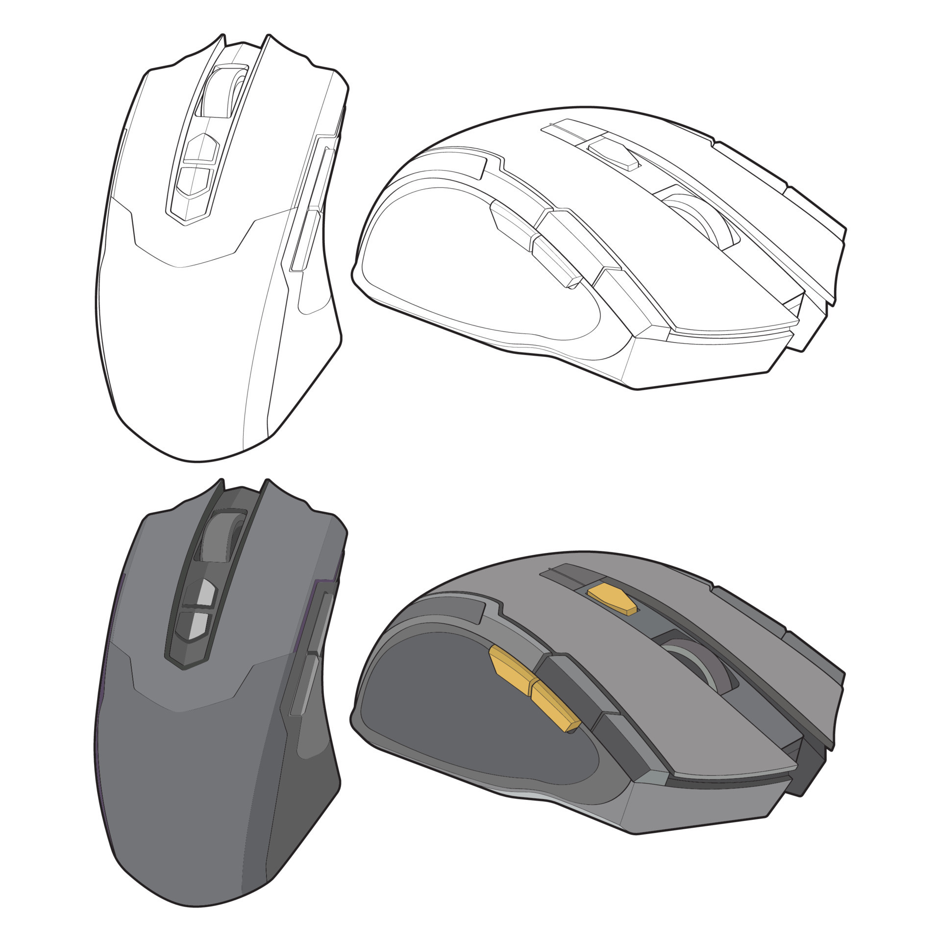 Set Of Coloring Computer Mouse Outline Drawing Vector Computer Mouse In A Sketch Style