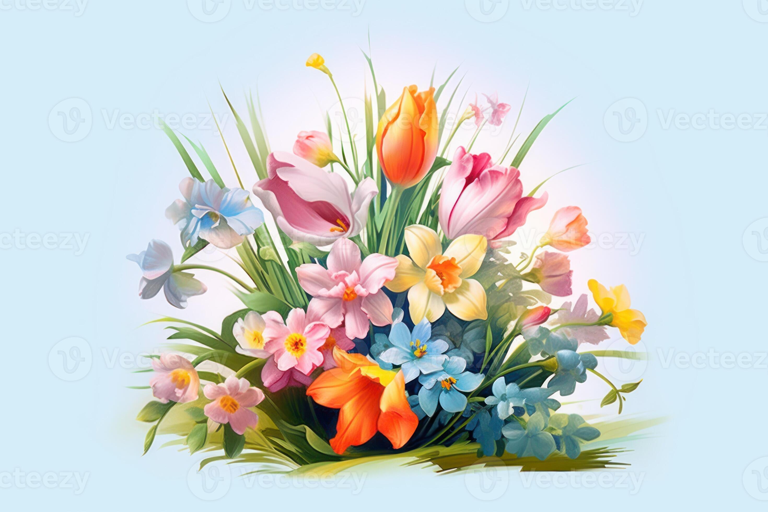 AI Generated spring flowers water color background 24103636 Stock Photo ...