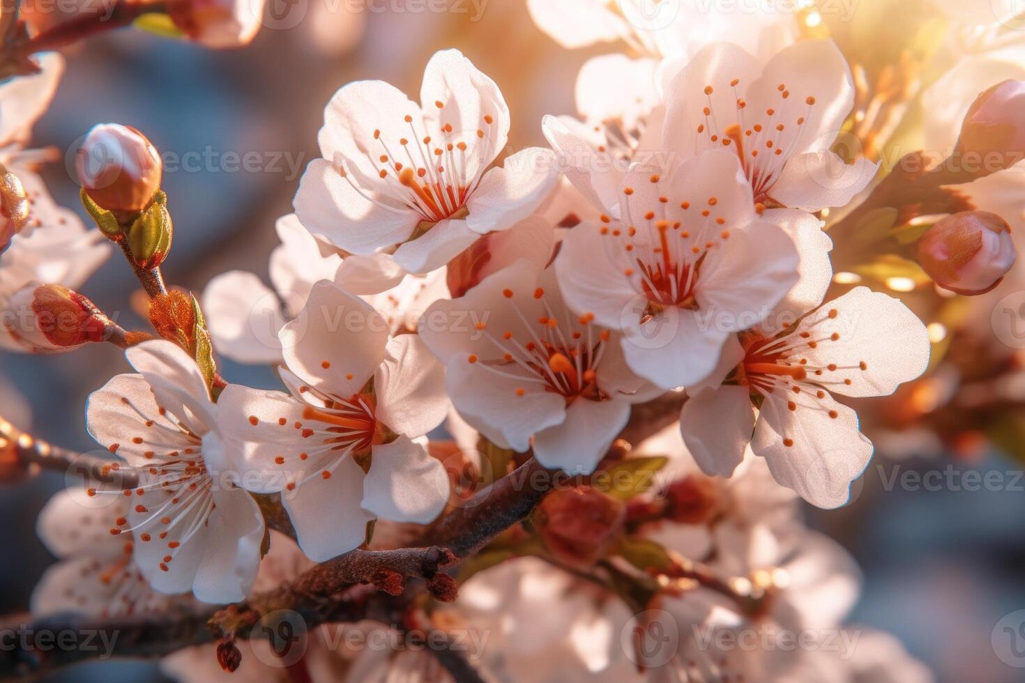 hyperrealistic cinematic blossom blossom cherry tree in sunlight ...