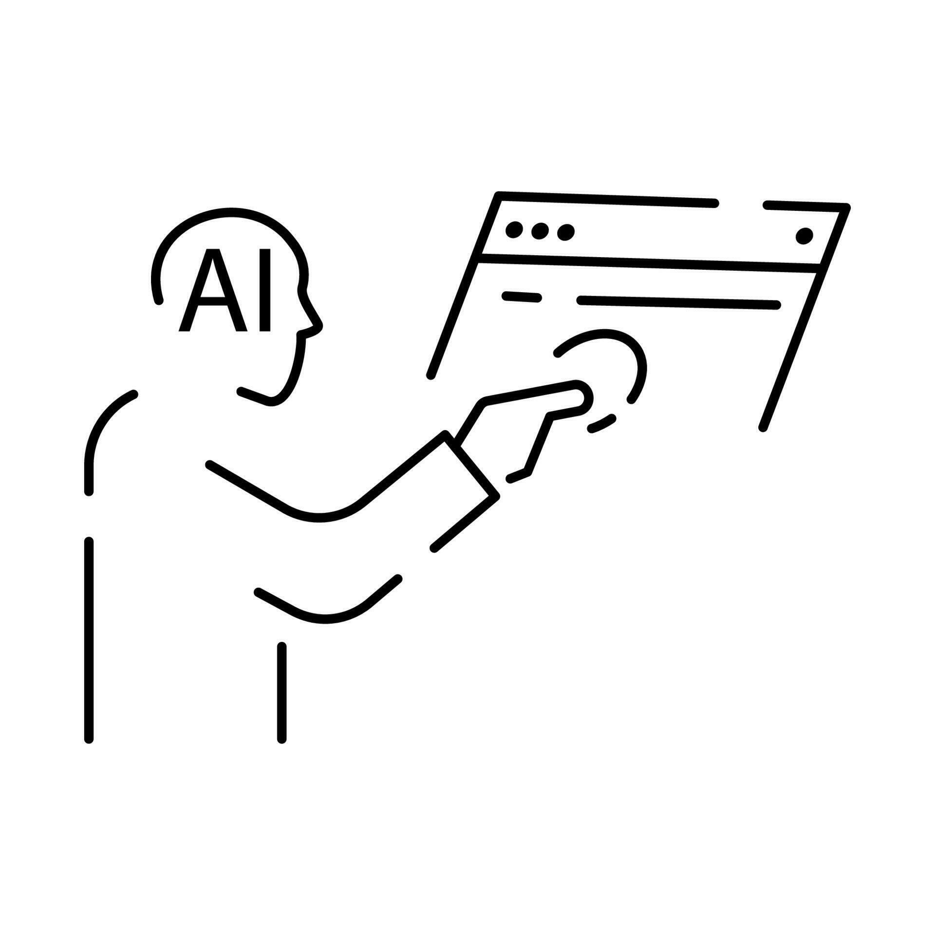 Artificial intelligence line icon. Brain, robot, ai, head, technology ...