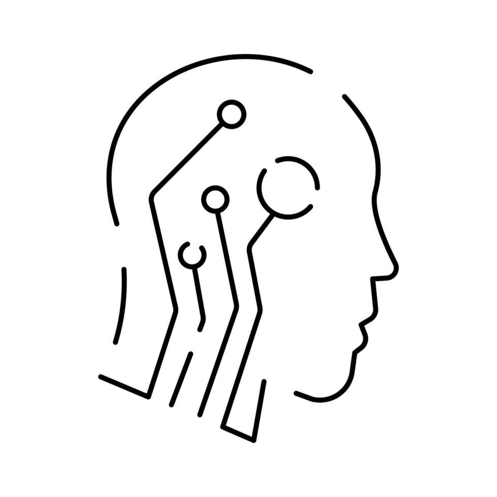 Artificial intelligence line icon. Brain, robot, ai, head, technology. Face recognition ...