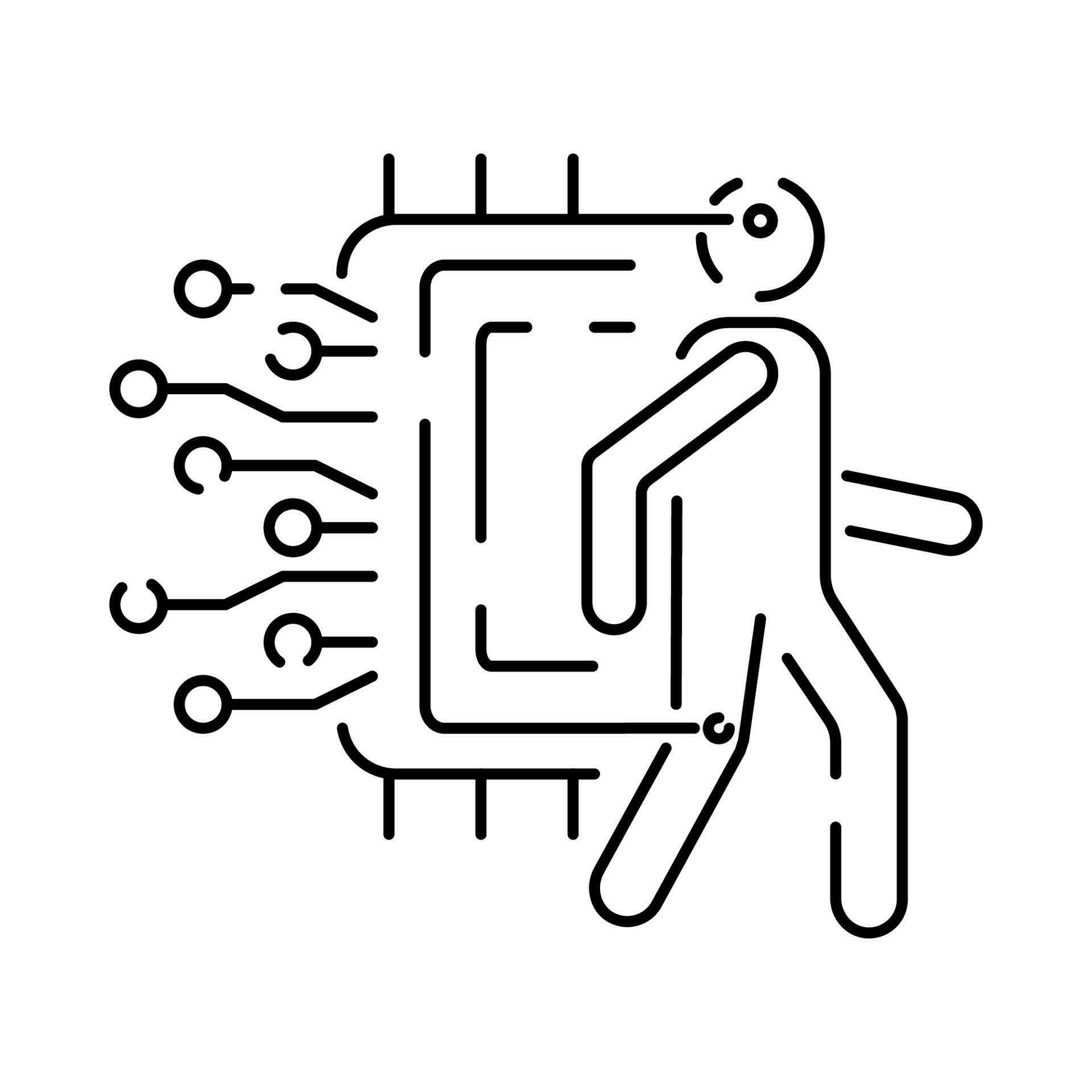 Artificial intelligence line icon. Brain, robot, ai, head, technology ...