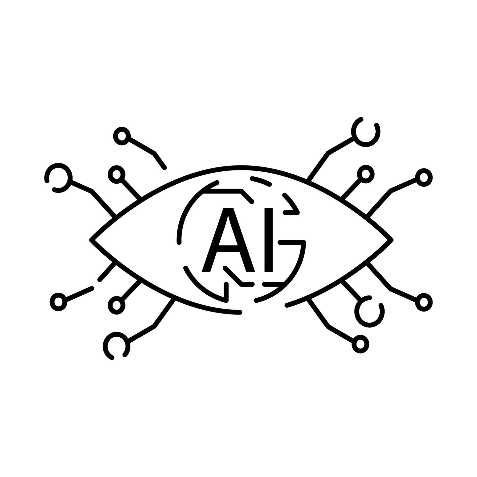Deep Learning Ai Linear Icon Neural Network With Cogwheels Thin Line