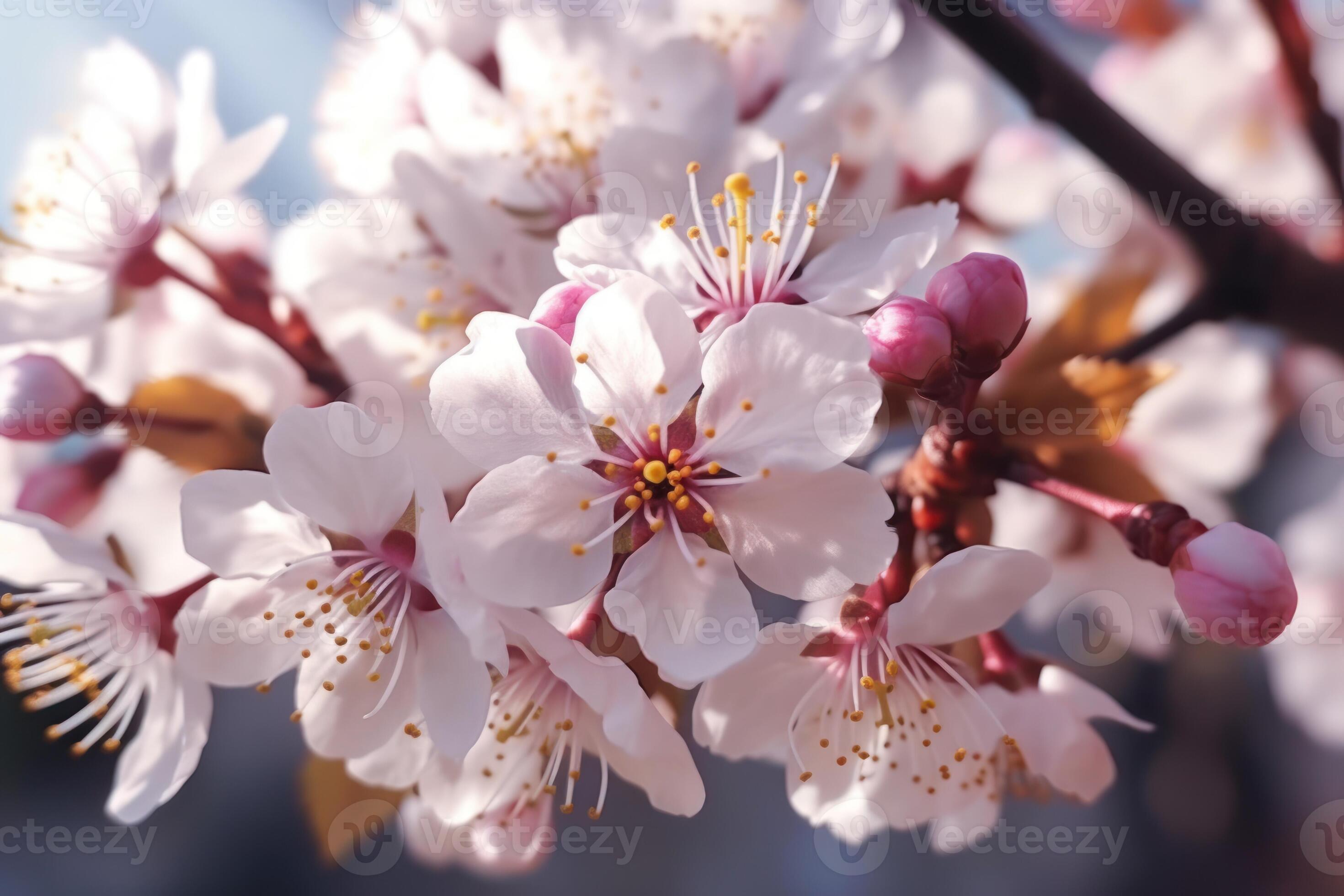 hyperrealistic cinematic blossom blossom cherry tree in sunlight ...