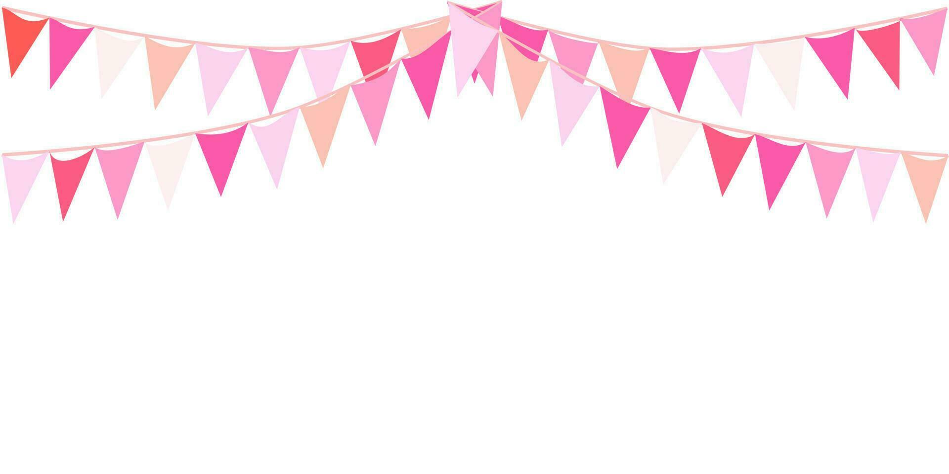 The nice and sweet pink color of garland, bunting flags. Banner ...