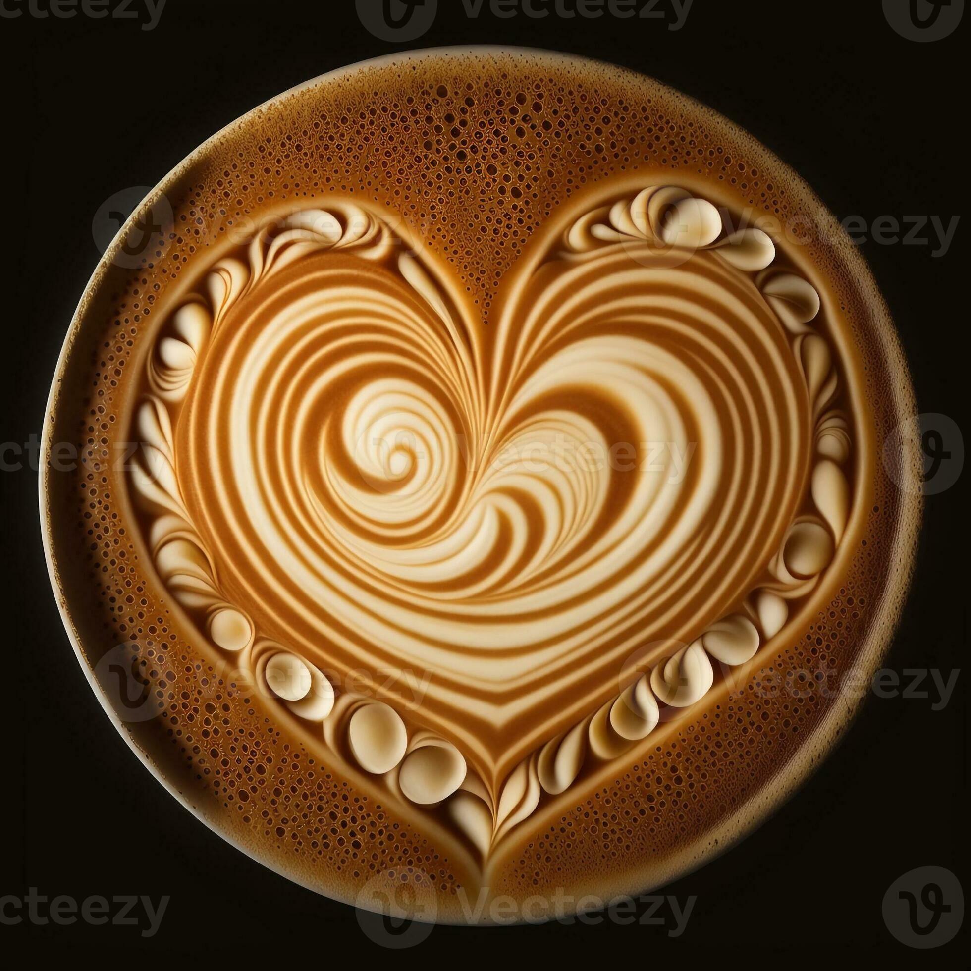 Top View of Realistic Latte Coffee Art With Froth Rippled Hearts. 3D Rendering. 24106731 Stock ...