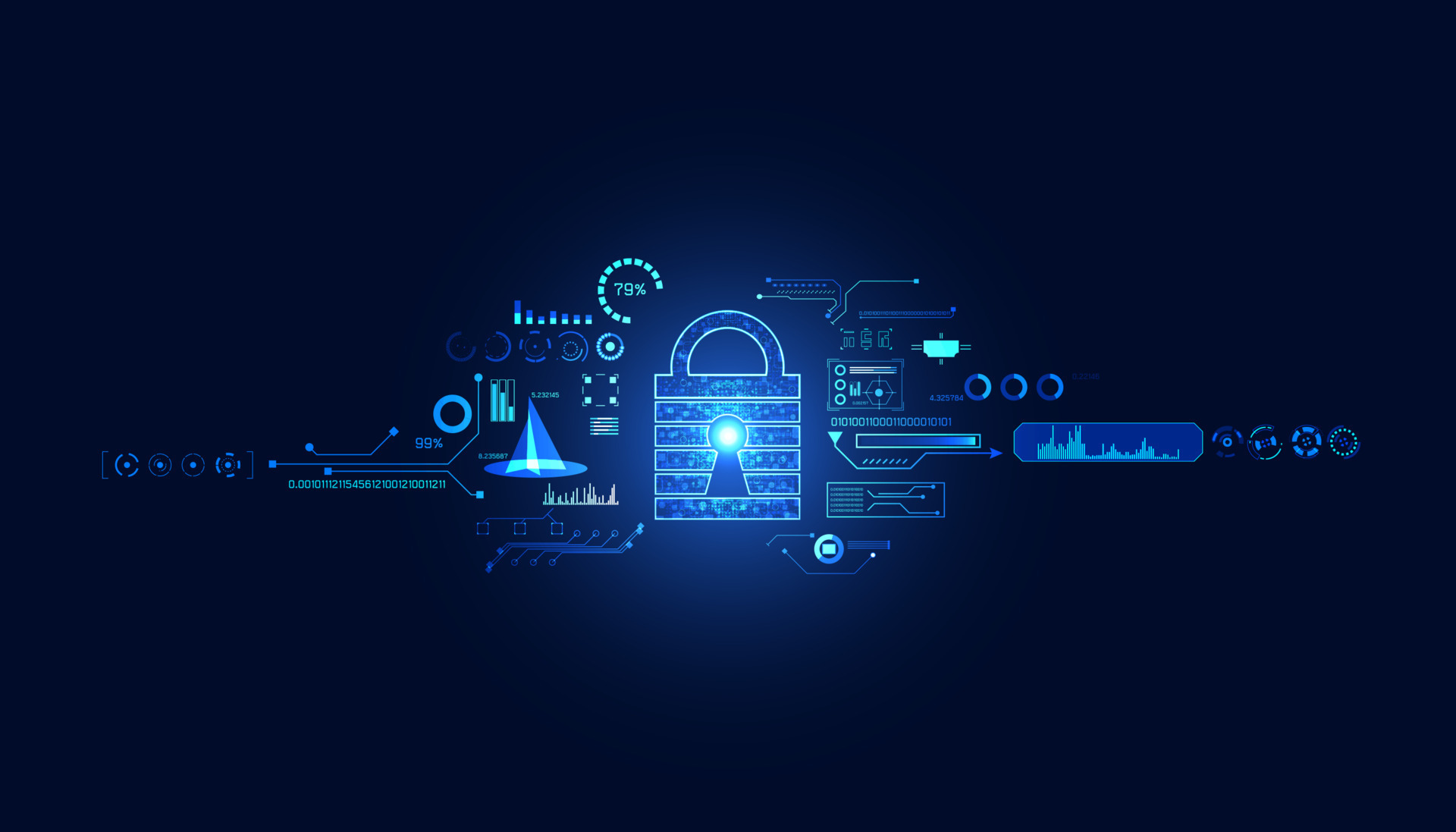 Abstract Circle Digital Cyber Security Hud Interface Padlock Connection