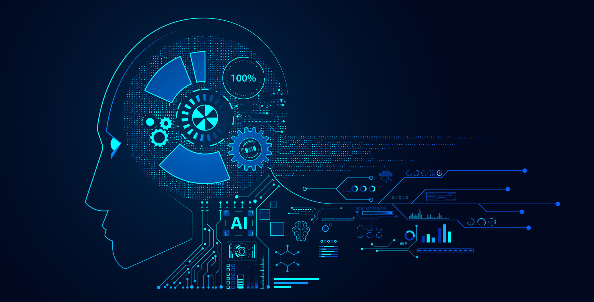 machine learning concept ai digital input form hud interface robot face ...