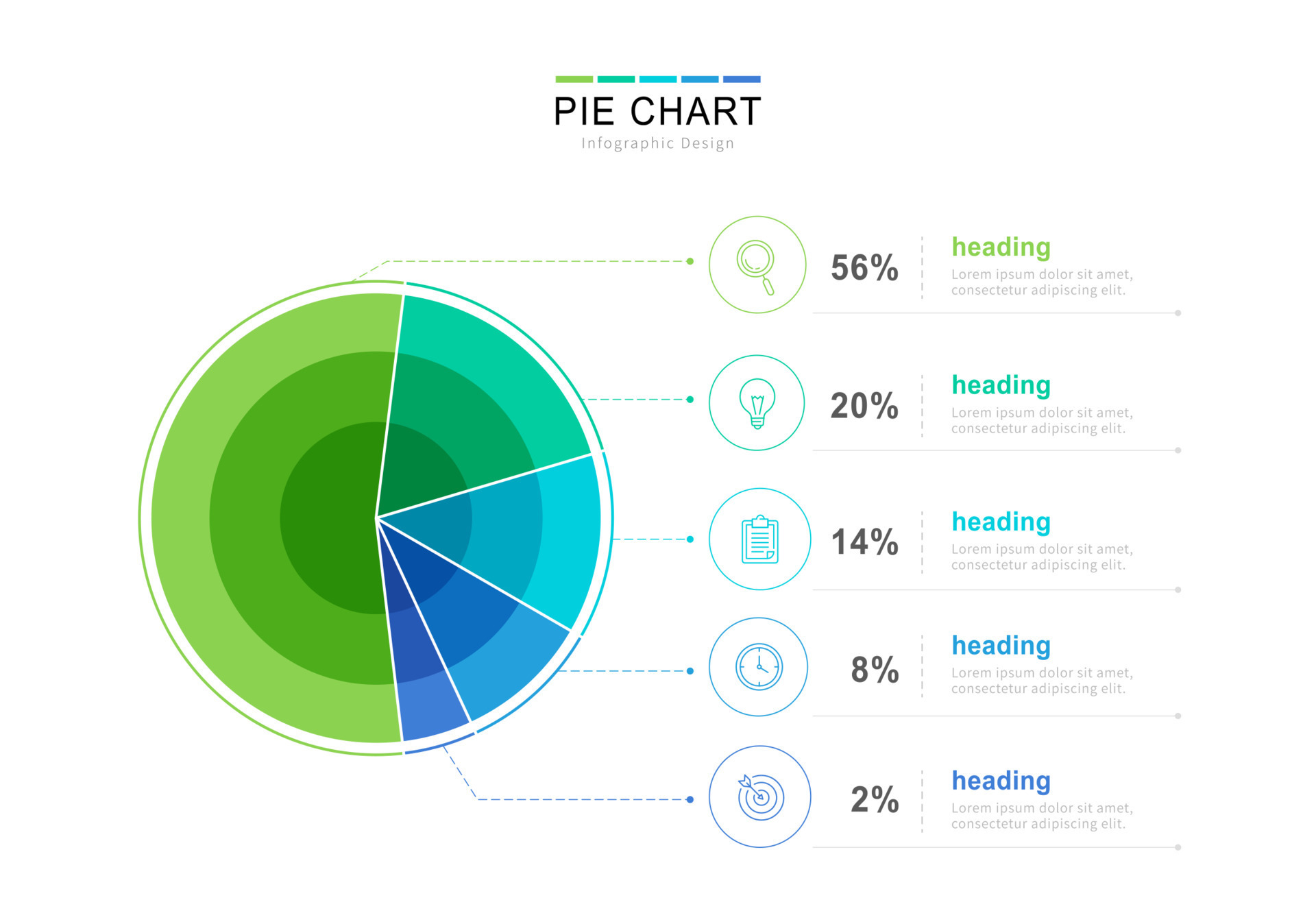 Colorful business pie chart design for documents, reports ...