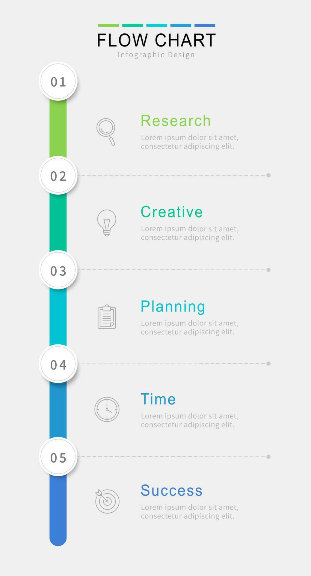 Vertical process flow chart template, infographics design elements with ...