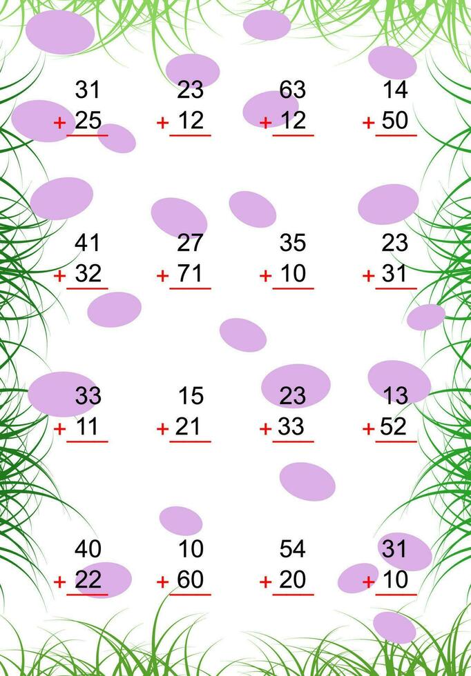 math addition two digit without regrouping 24113740 Vector Art at Vecteezy