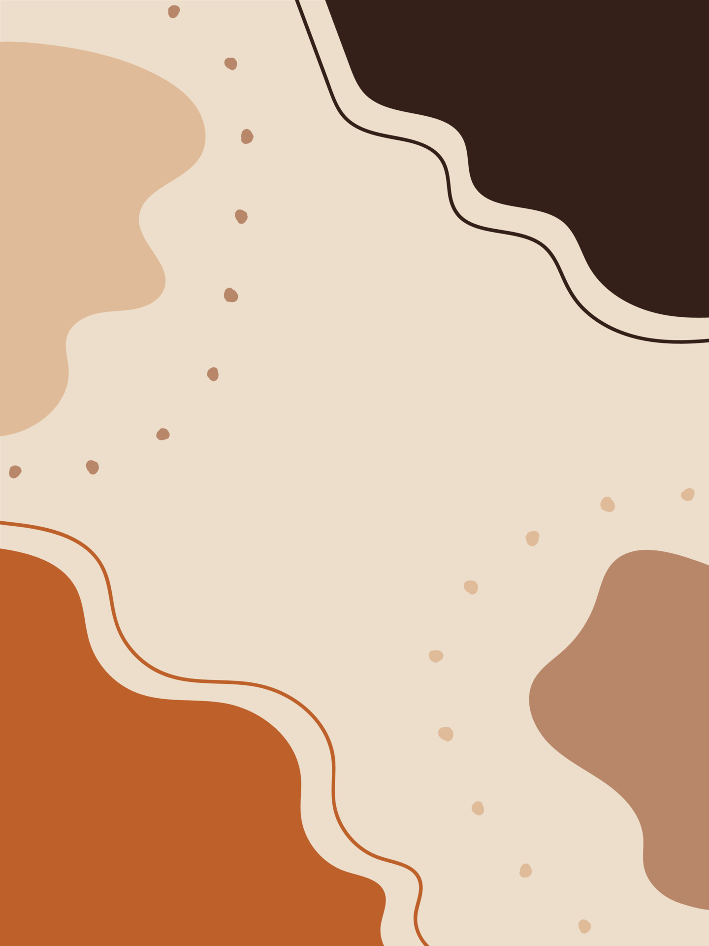 Aesthetic Abstract Background With Organic Shapes And Lines Hand Drawn
