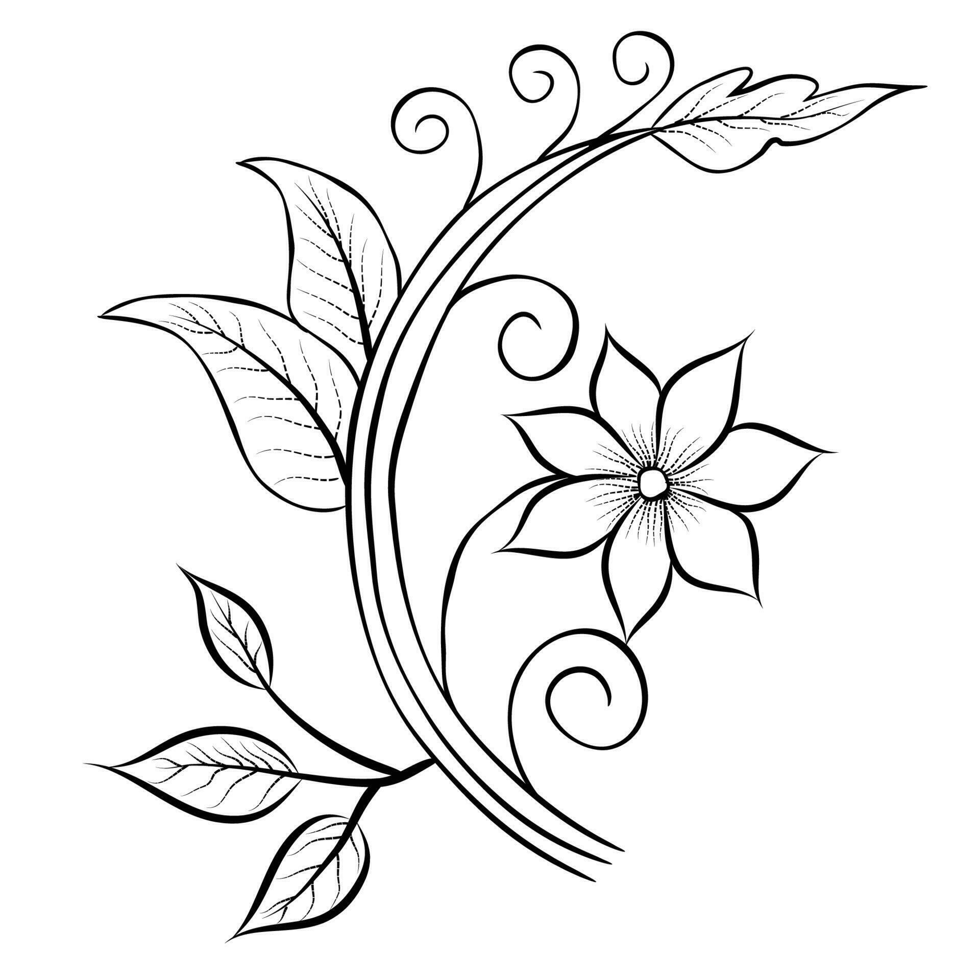 Free Vector line art and hand drawing flower art black and white flat ...