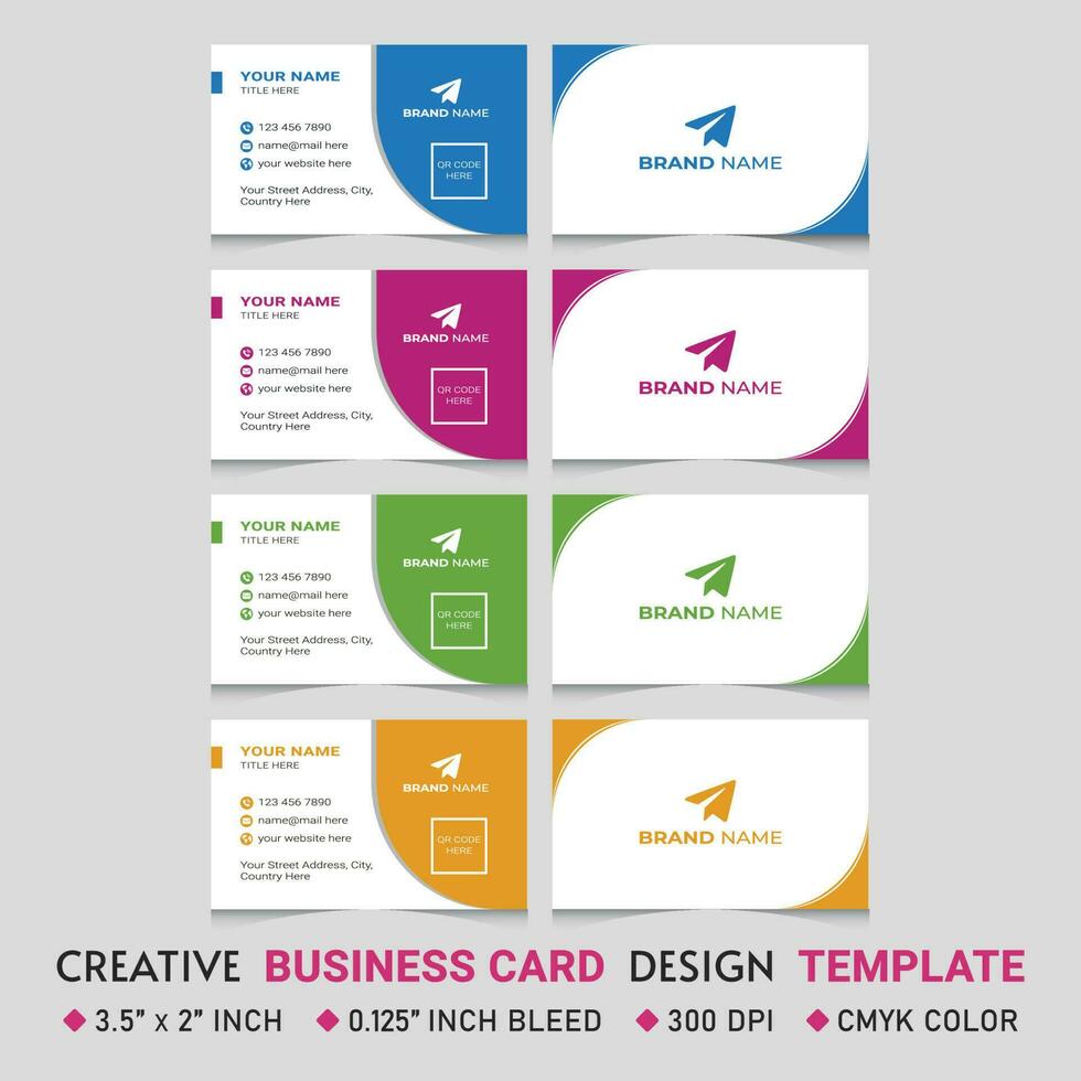 Corporate Business Card Template Design With 4 Color Variations Vol 03