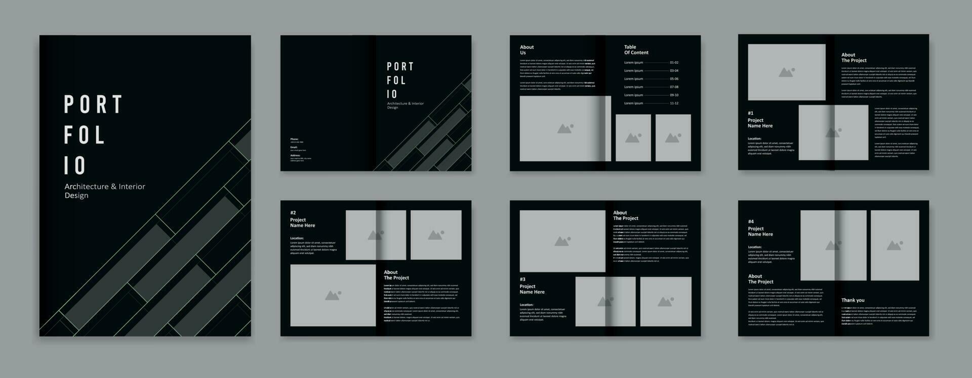 Architecture portfolio design template, architectural portfolio layout ...