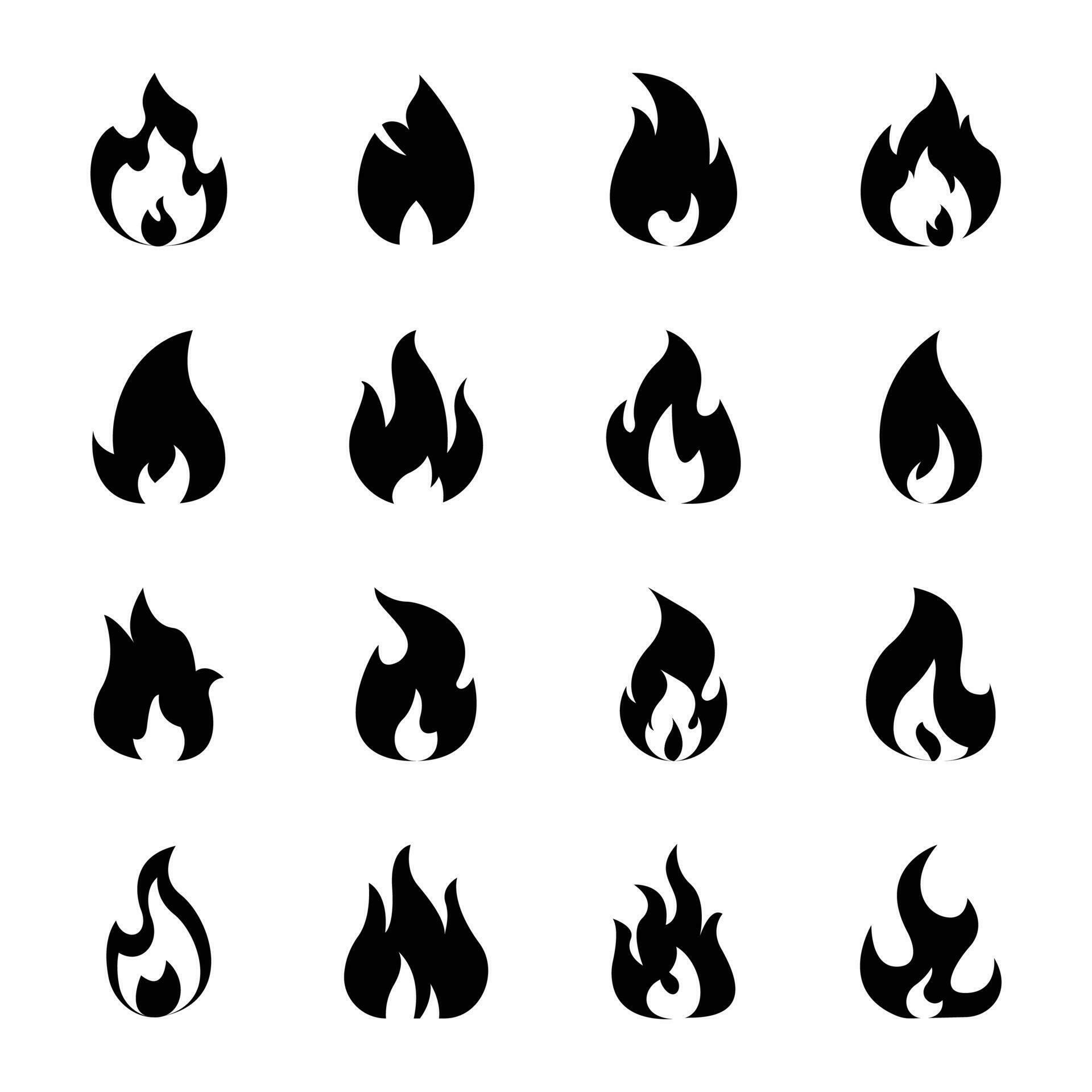 Fire Flame solid icons 24114927 Vector Art at Vecteezy