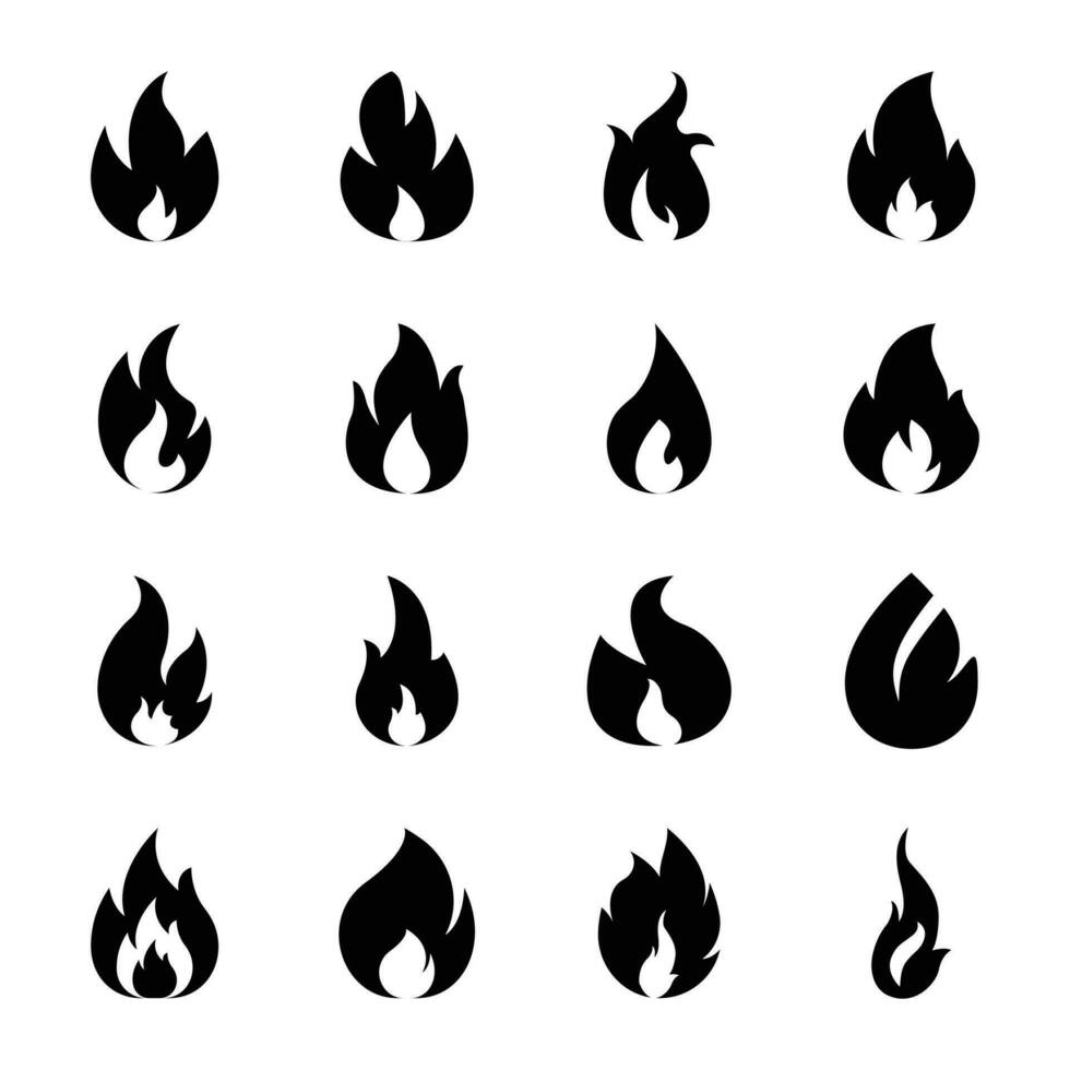 Fire Flame solid icons 24114968 Vector Art at Vecteezy