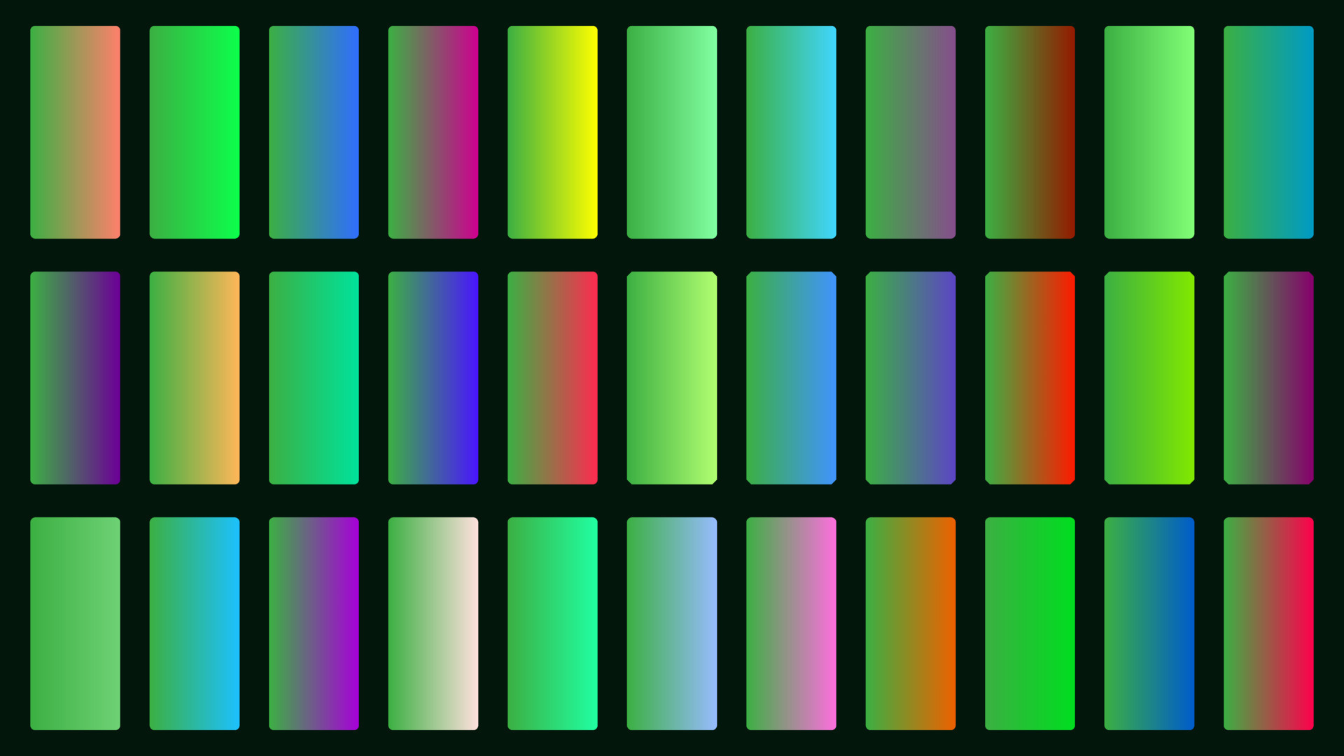 Colorful Green Color Shade Linear Gradient Palette Swatches Web Kit ...