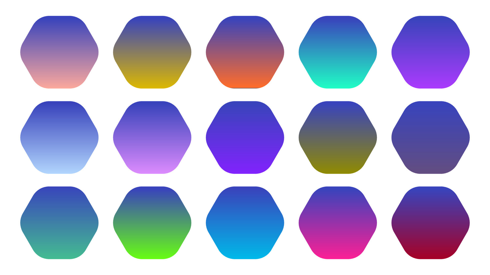 Colorful Blue Color Shade Linear Gradient Palette Swatches Web Kit Rounded Hexagons Template Set