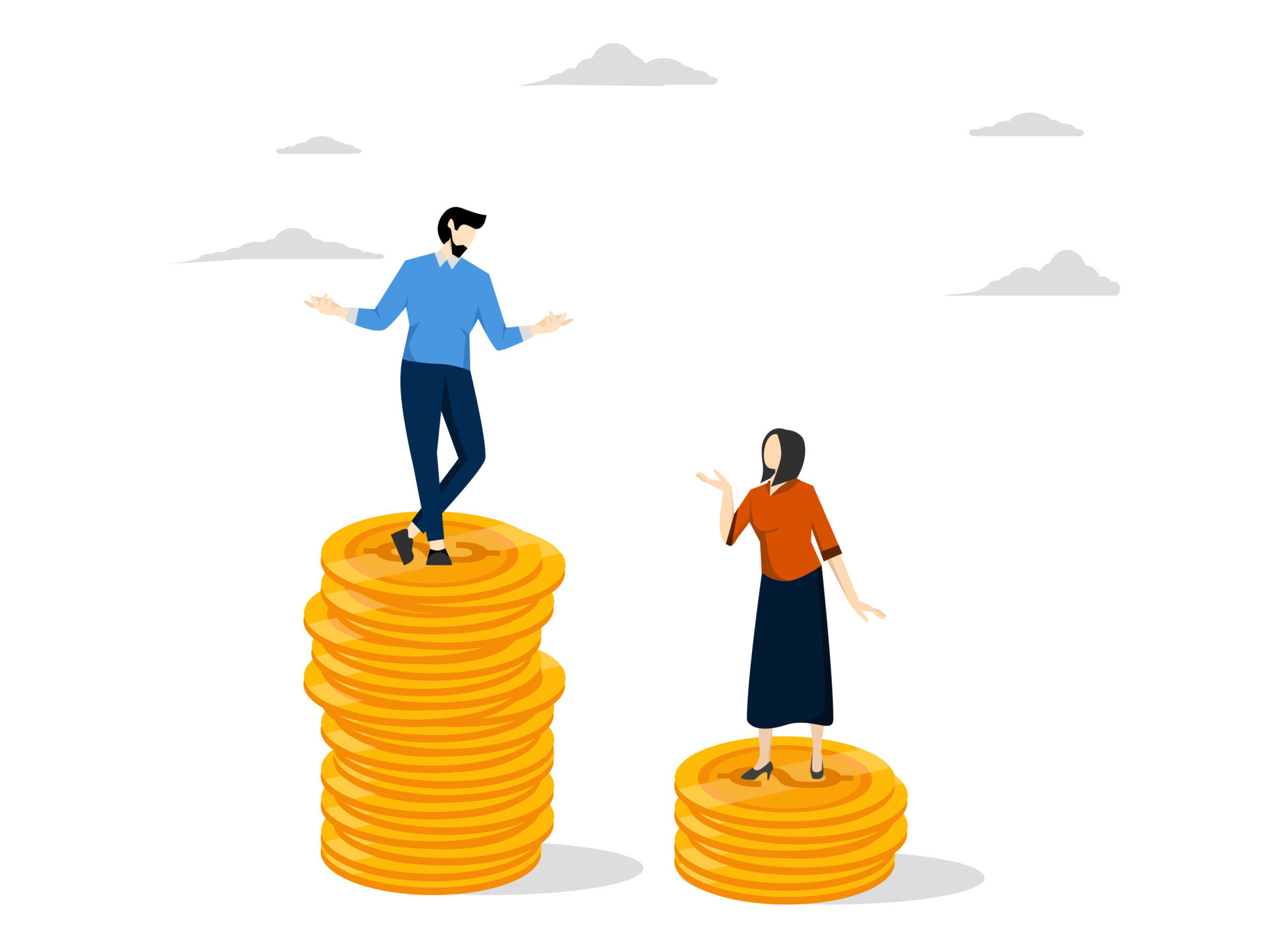 Gender Wage Gap Salary Or Income Gender Diversification Concept
