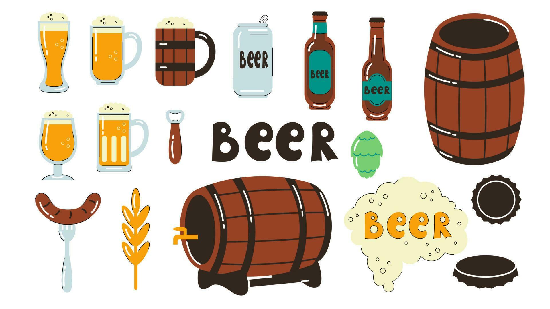 Beer elements vector set 24116243 Vector Art at Vecteezy