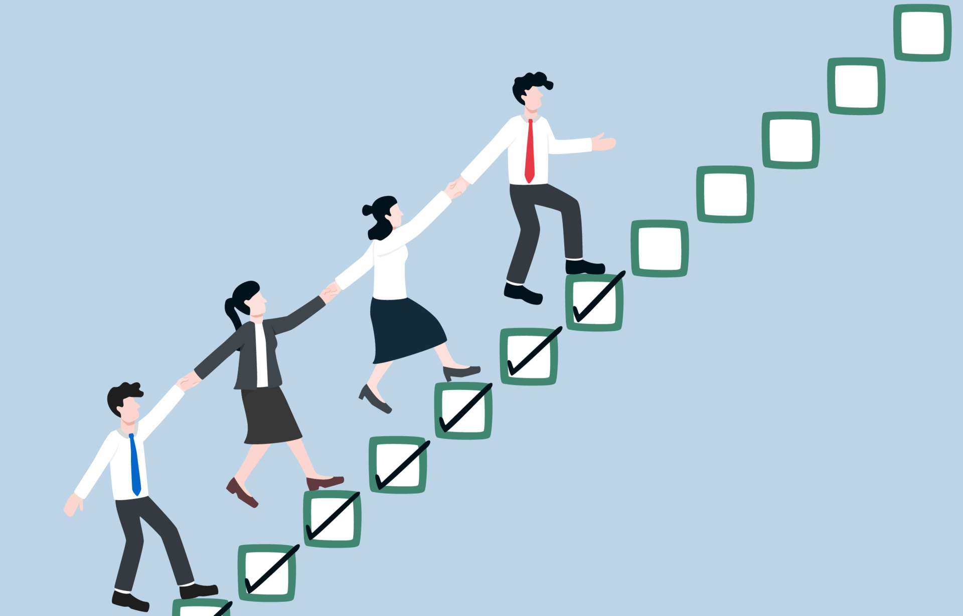 Team with project progress, task management, cooperation to complete task according to checklist ...