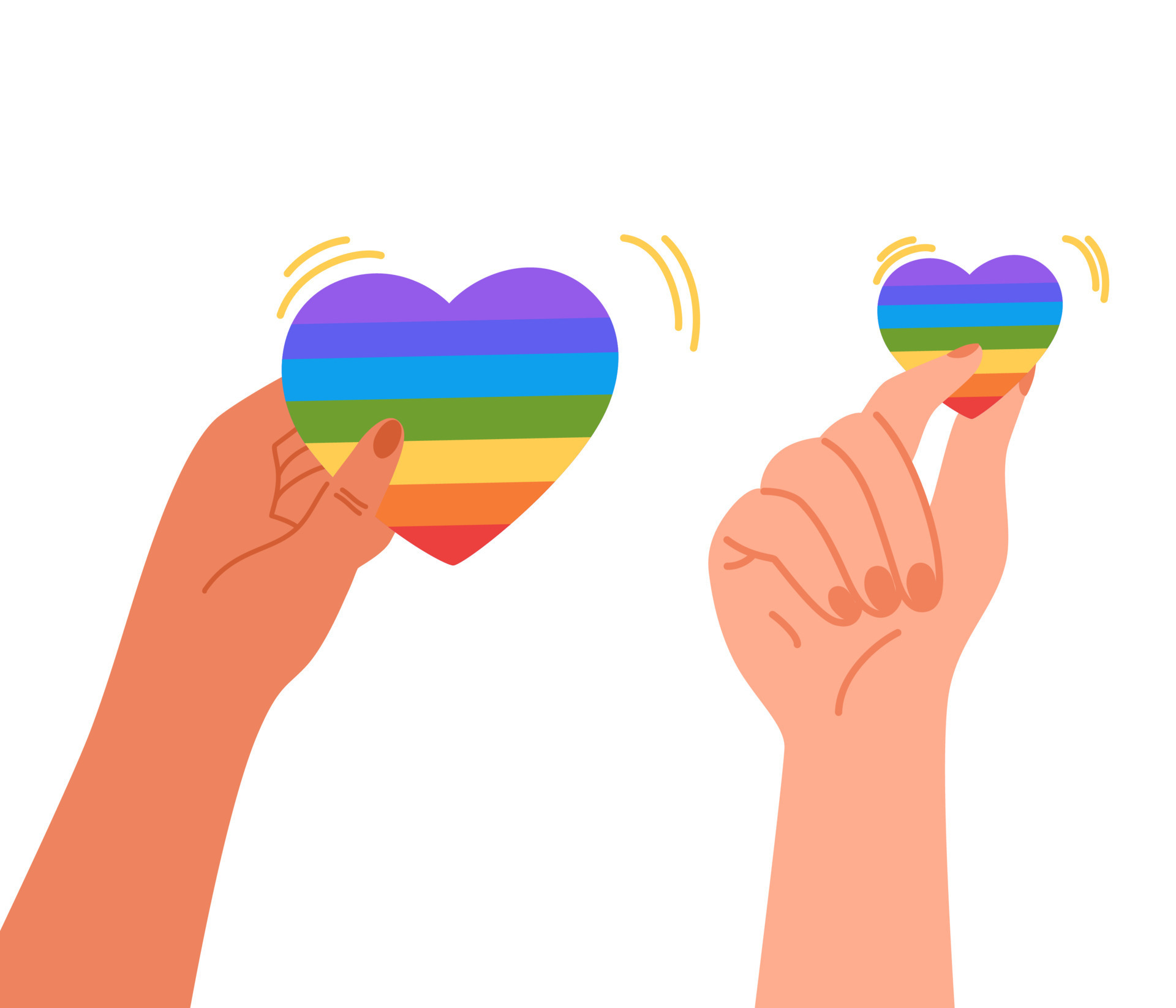 Lgbt Community Hands Holding A Rainbow Heart Pride Month Celebration