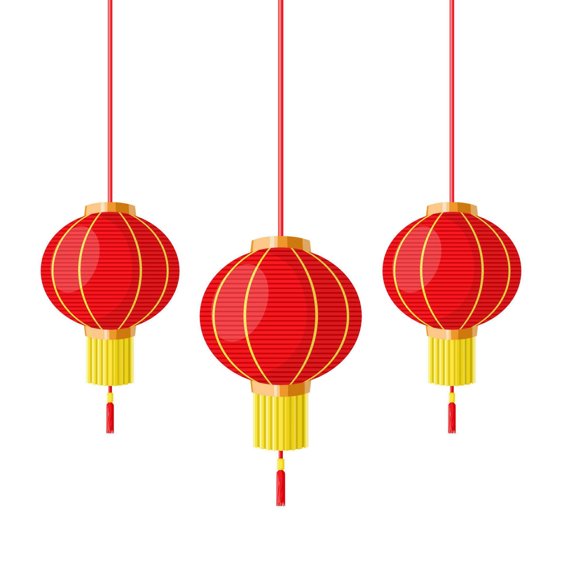 Chinese New Year lanterns, Traditional red paper lanterns, realistic ...