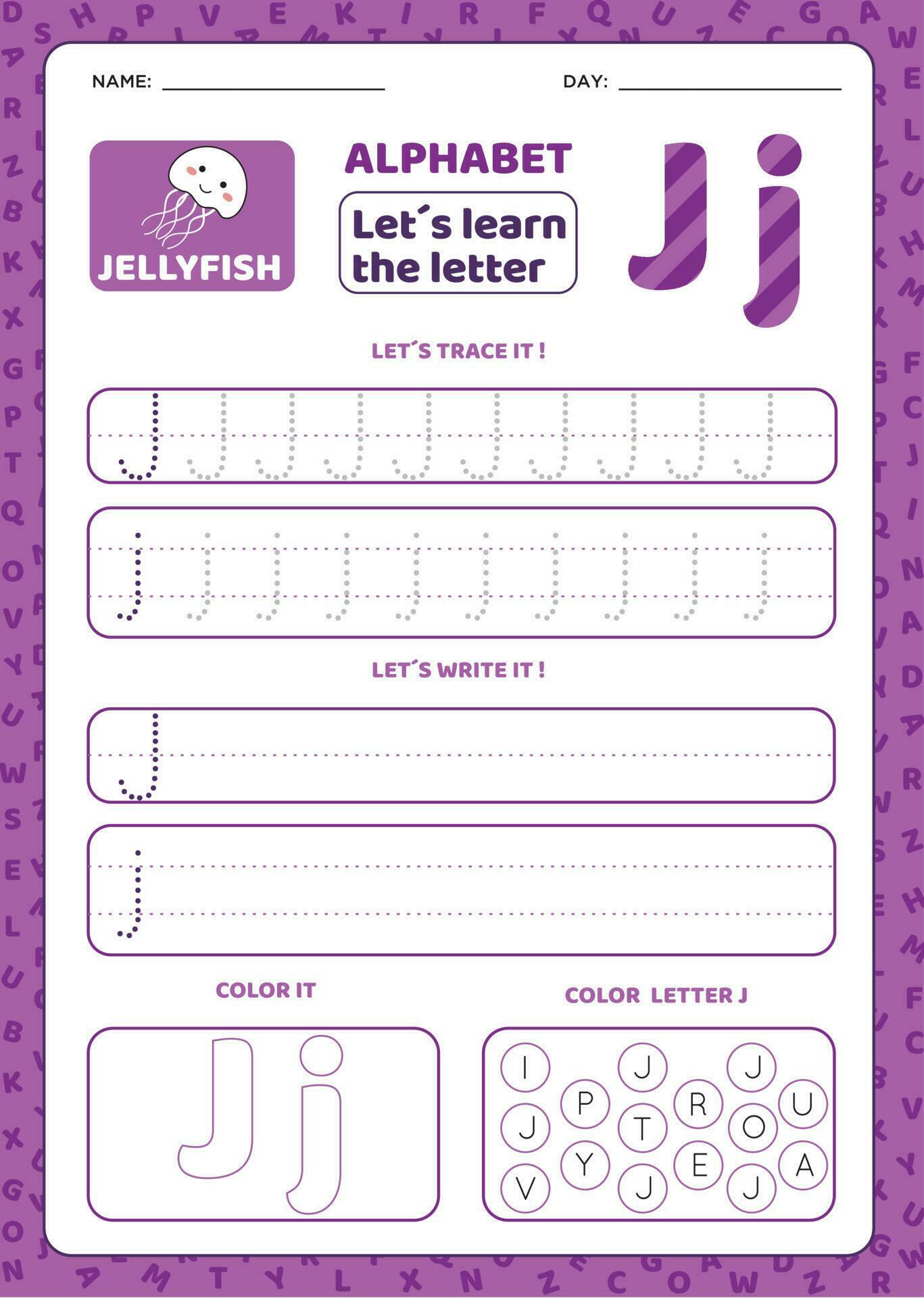 Writing practice letter J. Alphabet worksheets Free Vector 24119292 Vector Art at Vecteezy