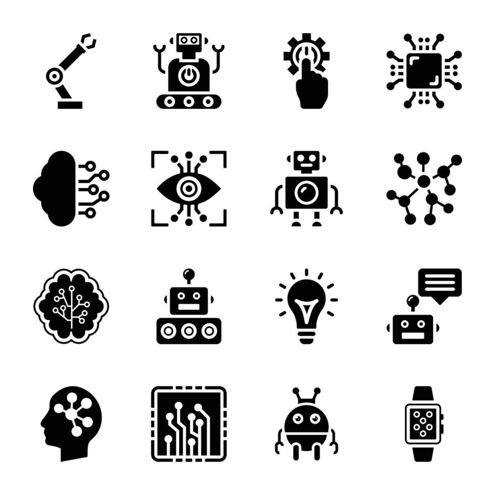 Artificial Intelligence Glyph Vector Icons Set 24119348 Vector Art at Vecteezy