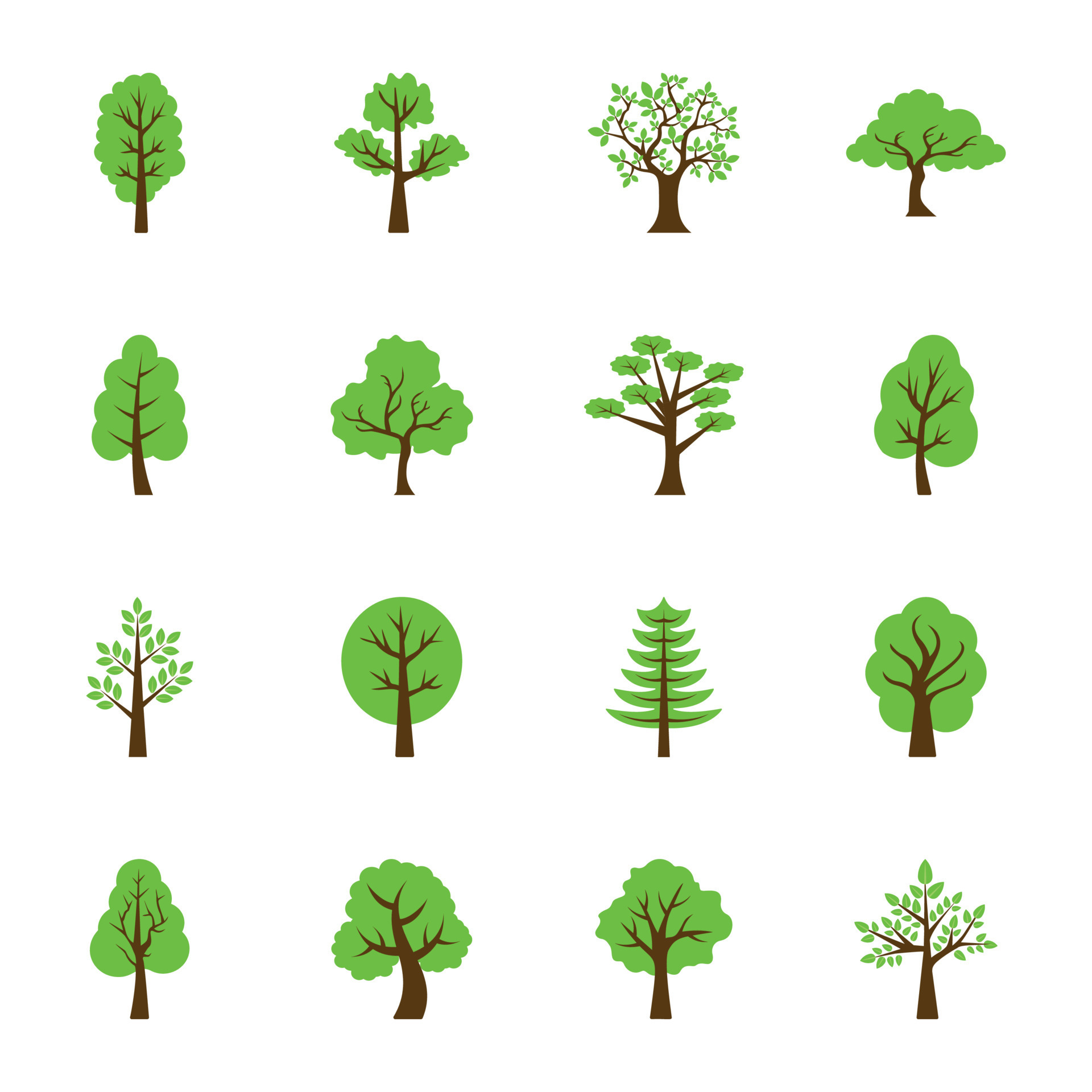 Trees Flat Vector Icons Set 24119514 Vector Art at Vecteezy