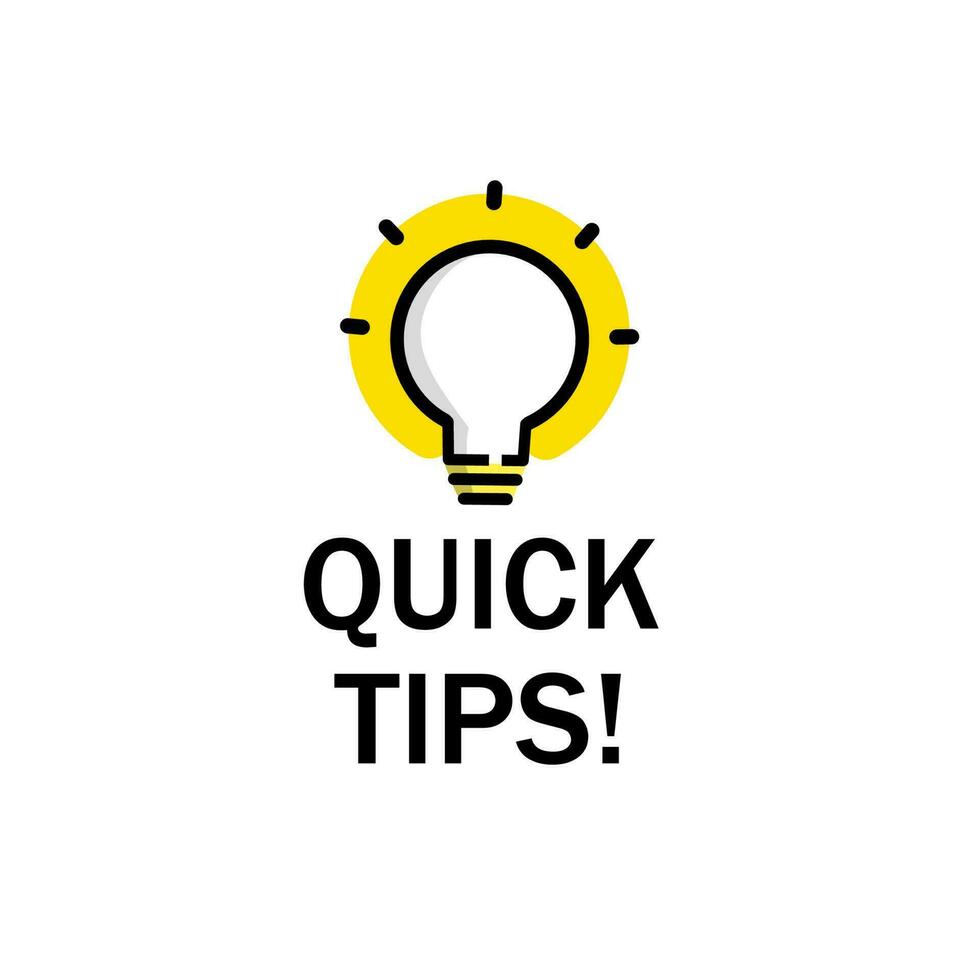 Quick tips advice with lightbulb icon. Quick Tips Badge Design with ... Quick tips advice with lightbulb icon. Quick Tips Badge Design with ...